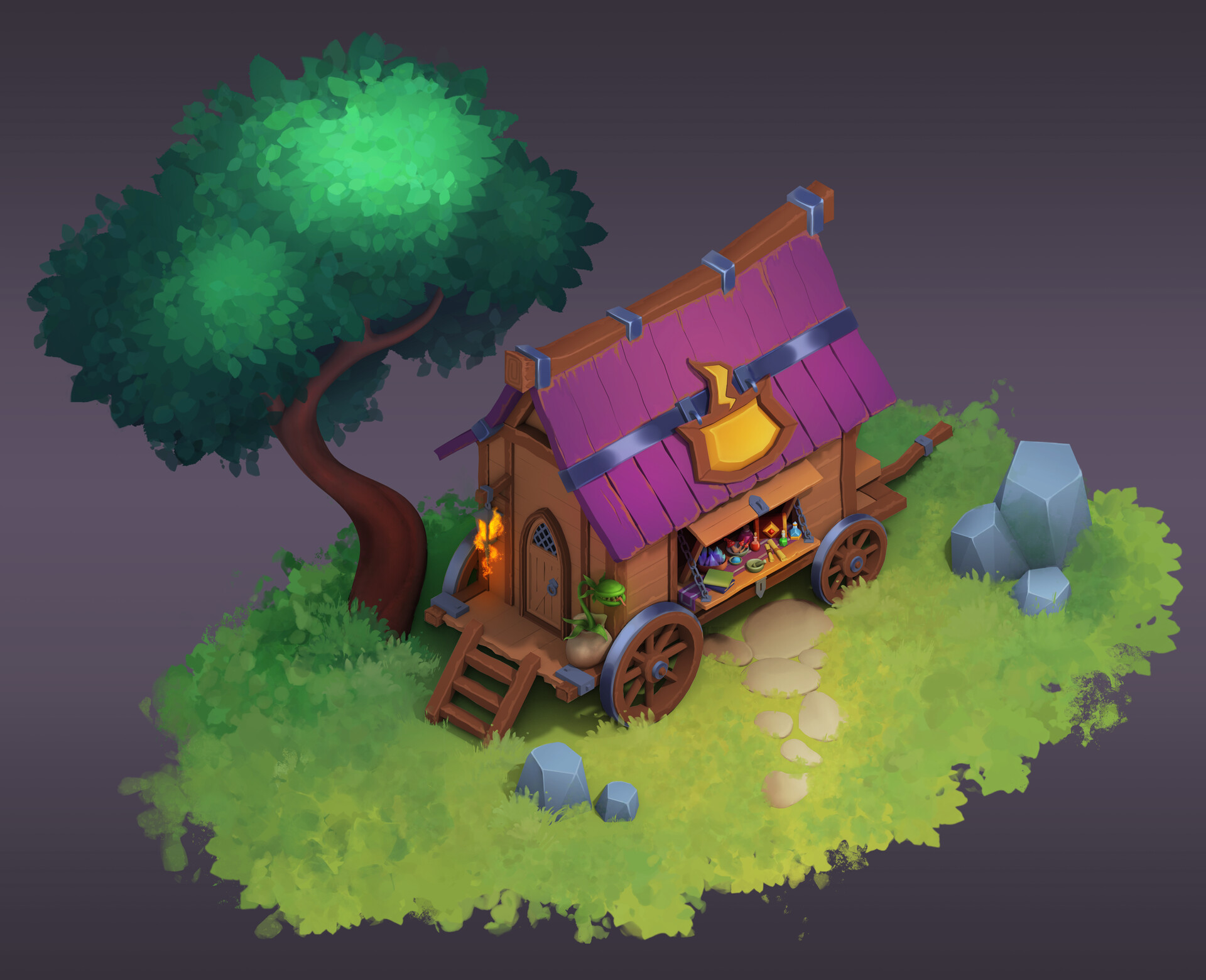 ArtStation - Magic goods merchant's wagon