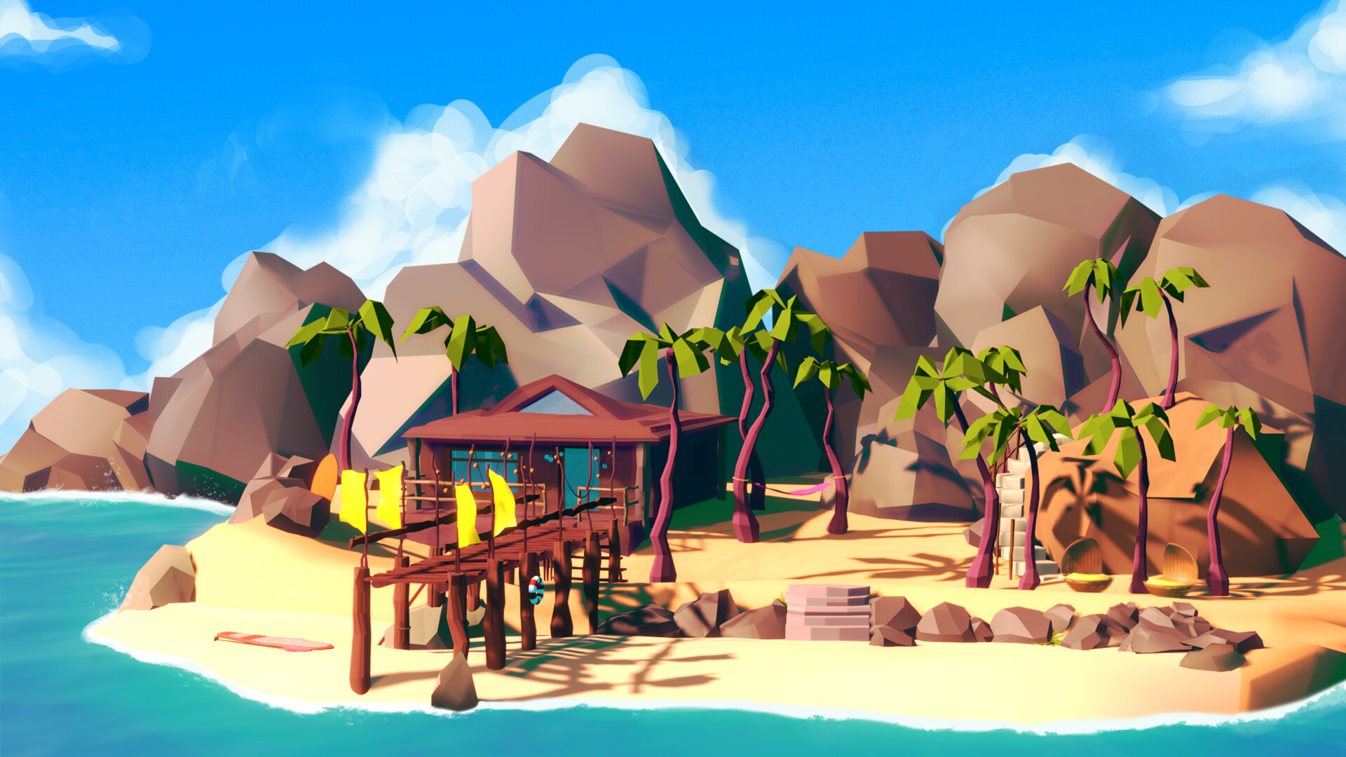 ArtStation - Beach Island (Stylized)