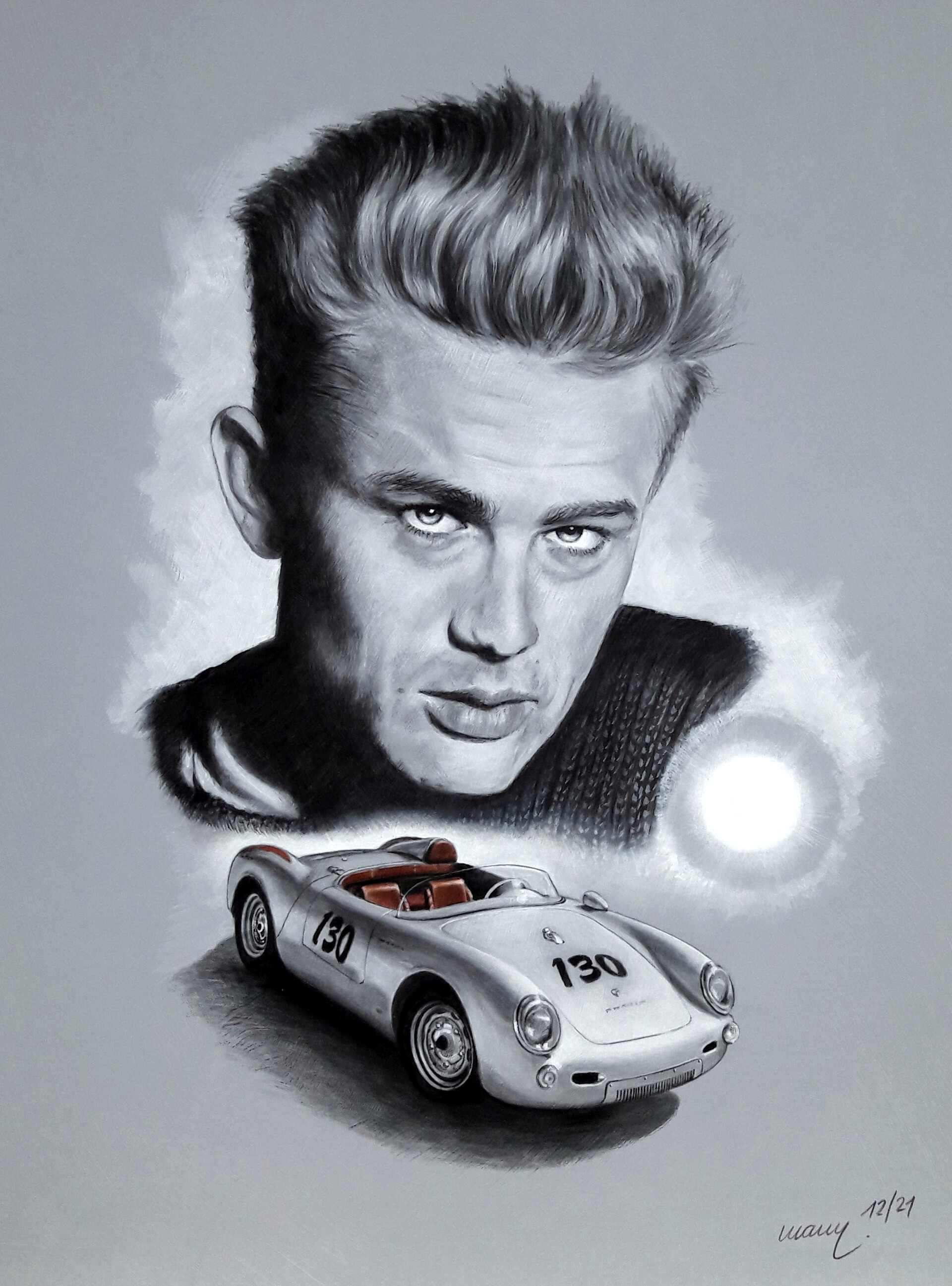 James Dean Porsche Poster