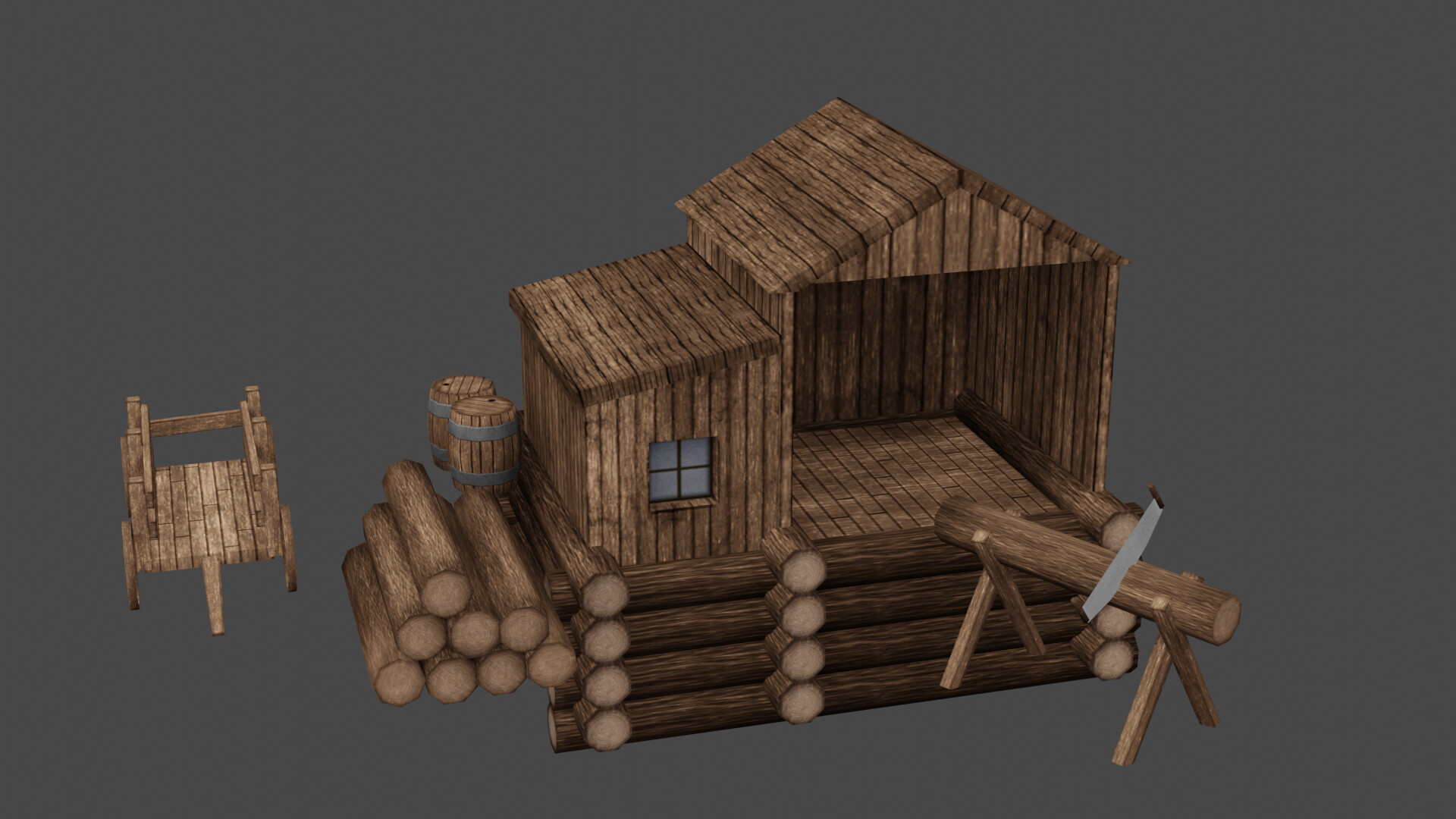 ArtStation - RTS LowPoly Sawmill