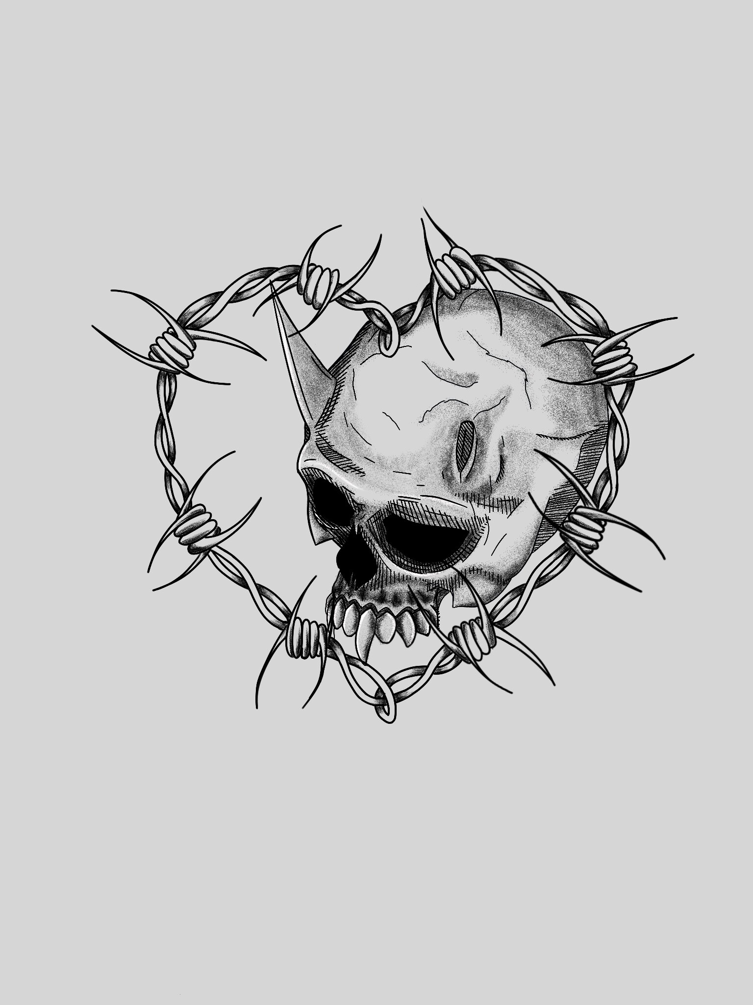 Barbed Wire Skull Drawing