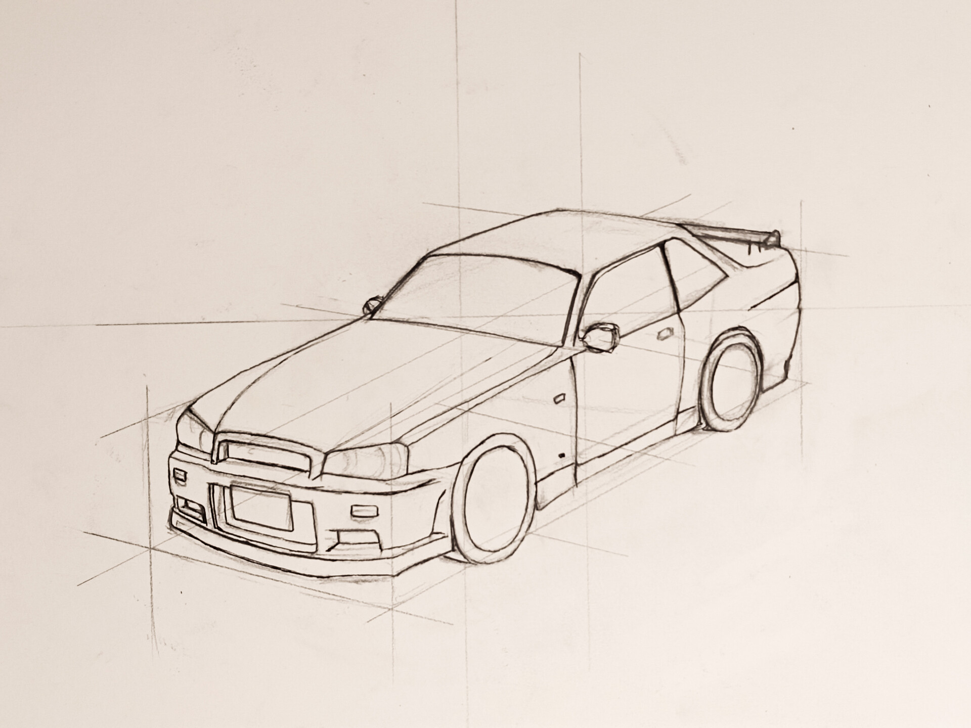 how to draw a car with 2 point perspective