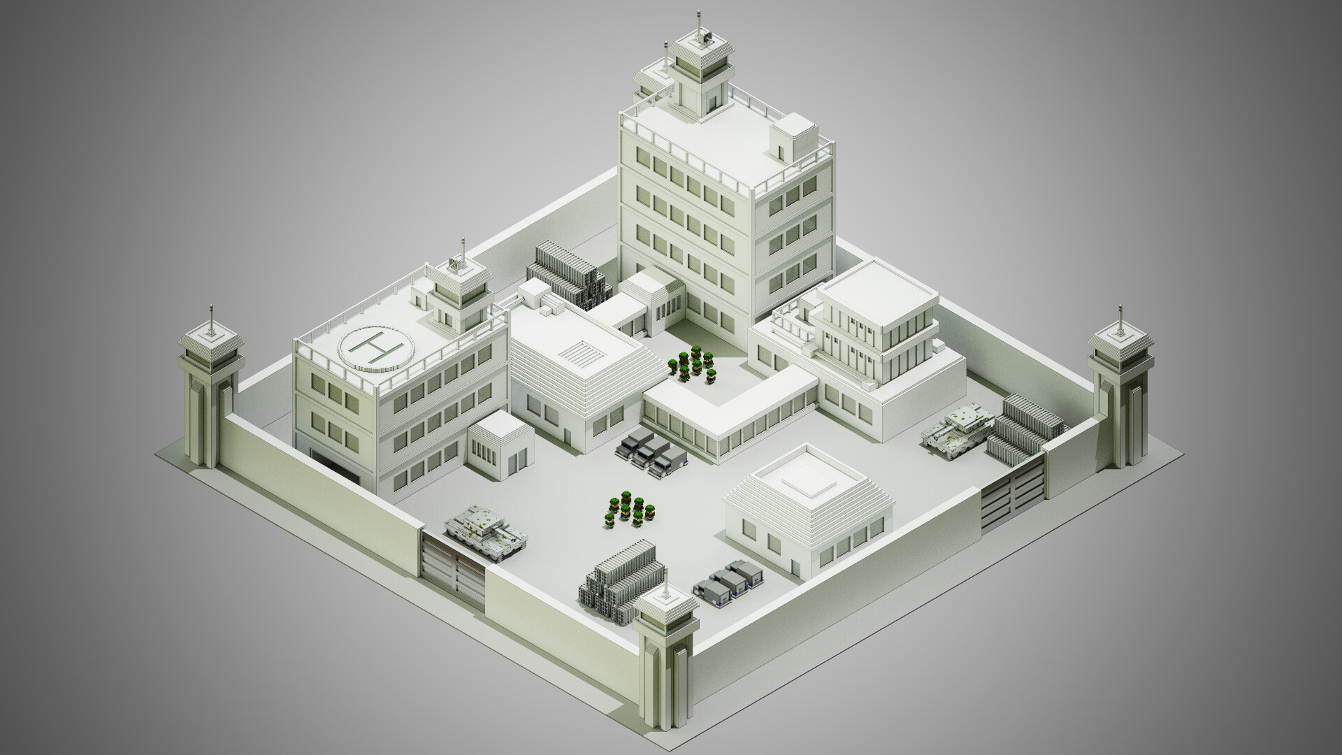 Raghavendra Holla - Military Base (Voxel Art)