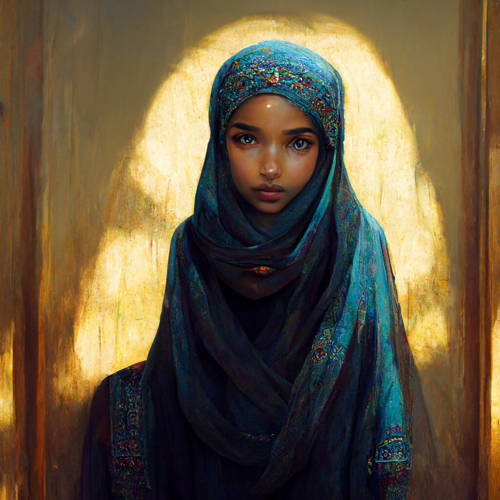 ArtStation - A muslim girl with heavenly eyes