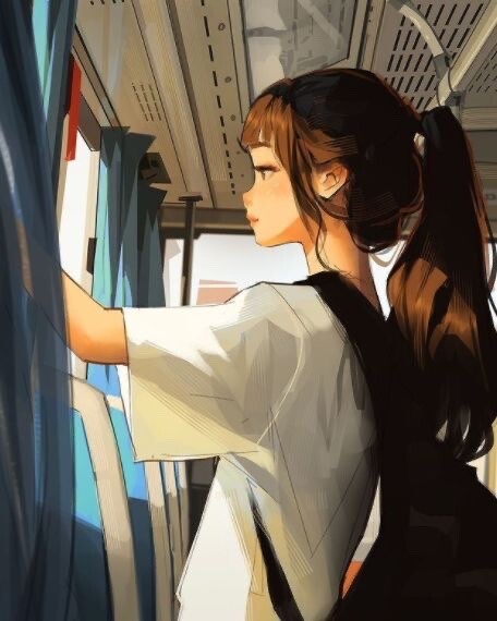 ArtStation - School girl in a bus.