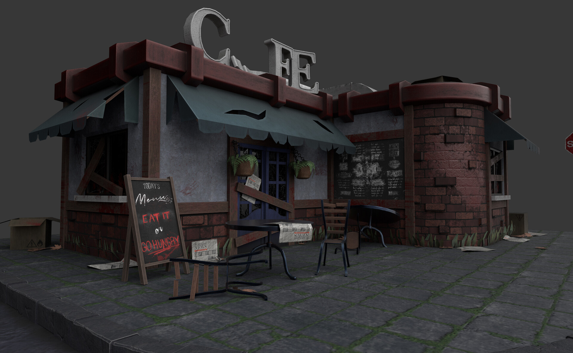 ArtStation - Cafe in zombie apocalypse