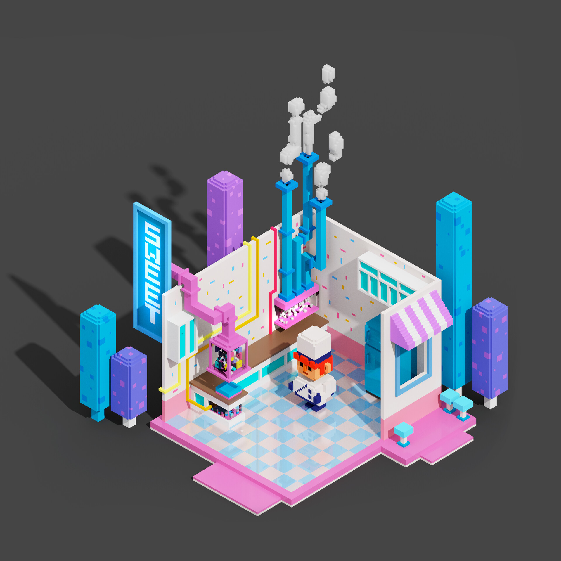 ArtStation - Voxel art BG explorations.