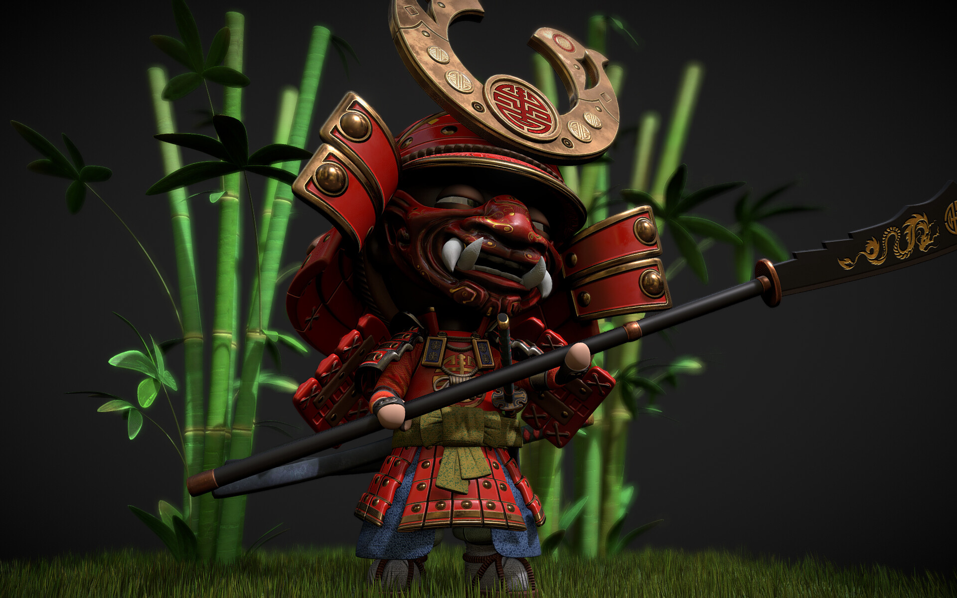 ArtStation - Little warrior Samurai Sengoku