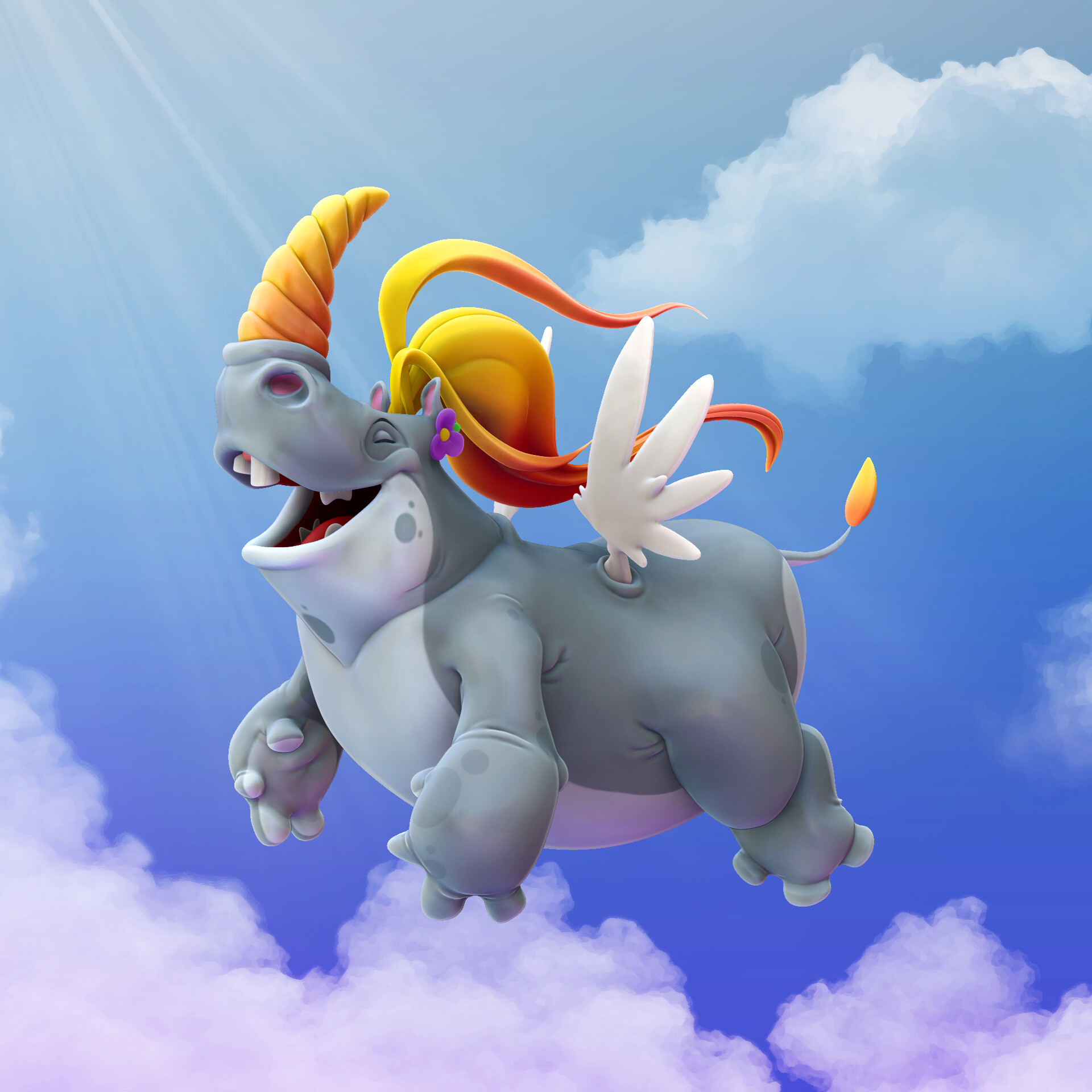 ArtStation - Hippo Unicorn Creature