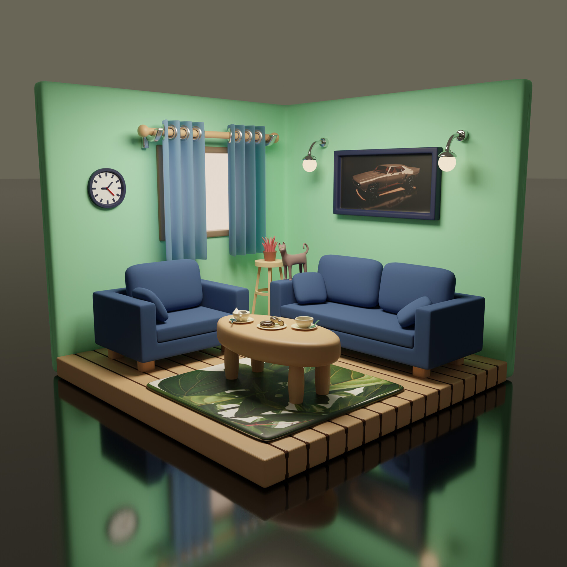 ArtStation - 3dgreenhorn's isometric room tutorial and my cat and ...