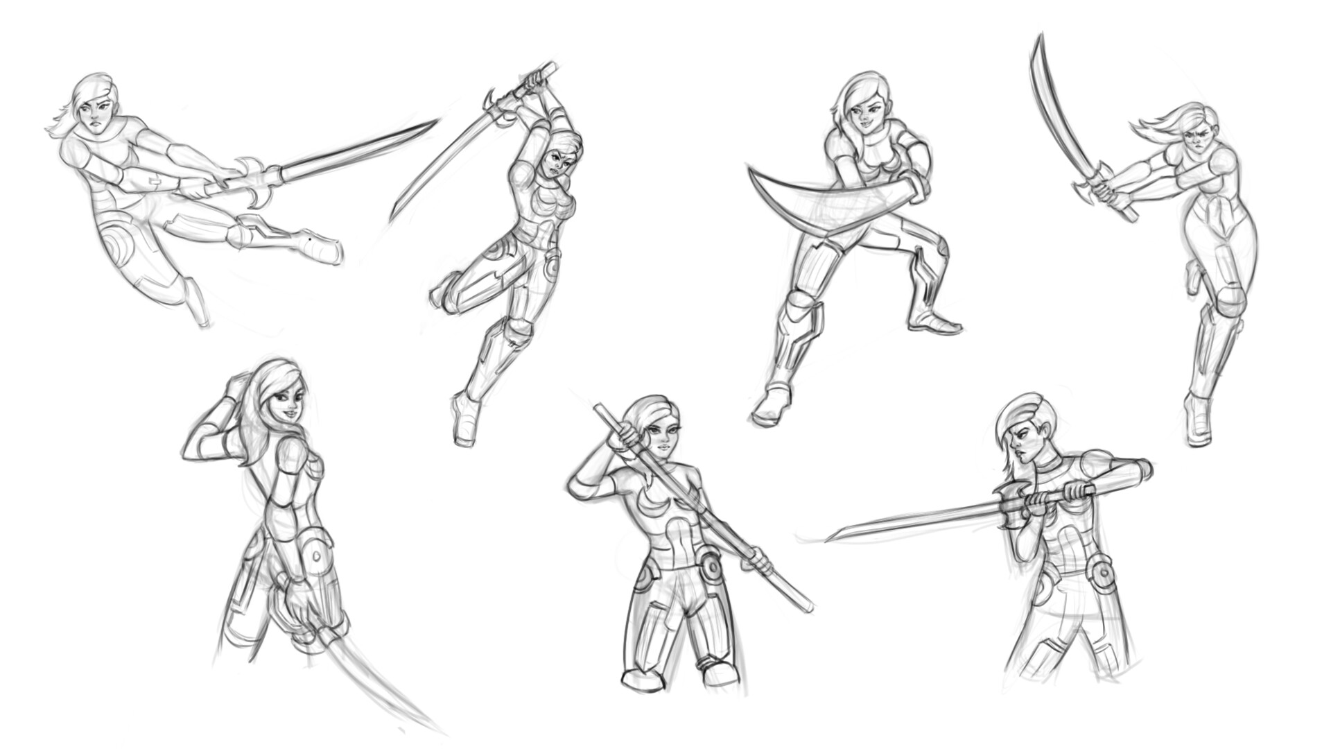Female Action Poses Sword