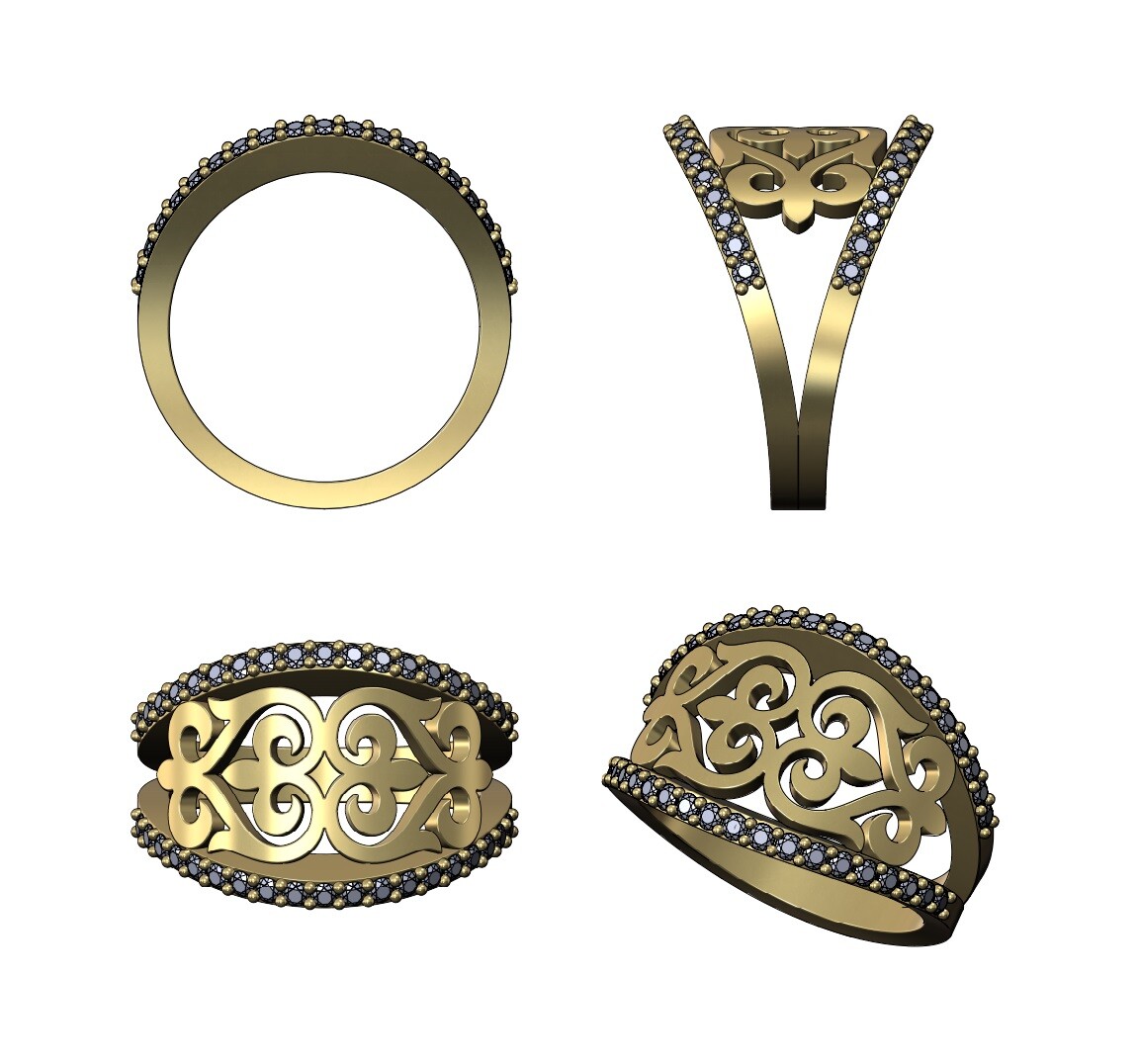 ArtStation - Floral strip diamond lip ring