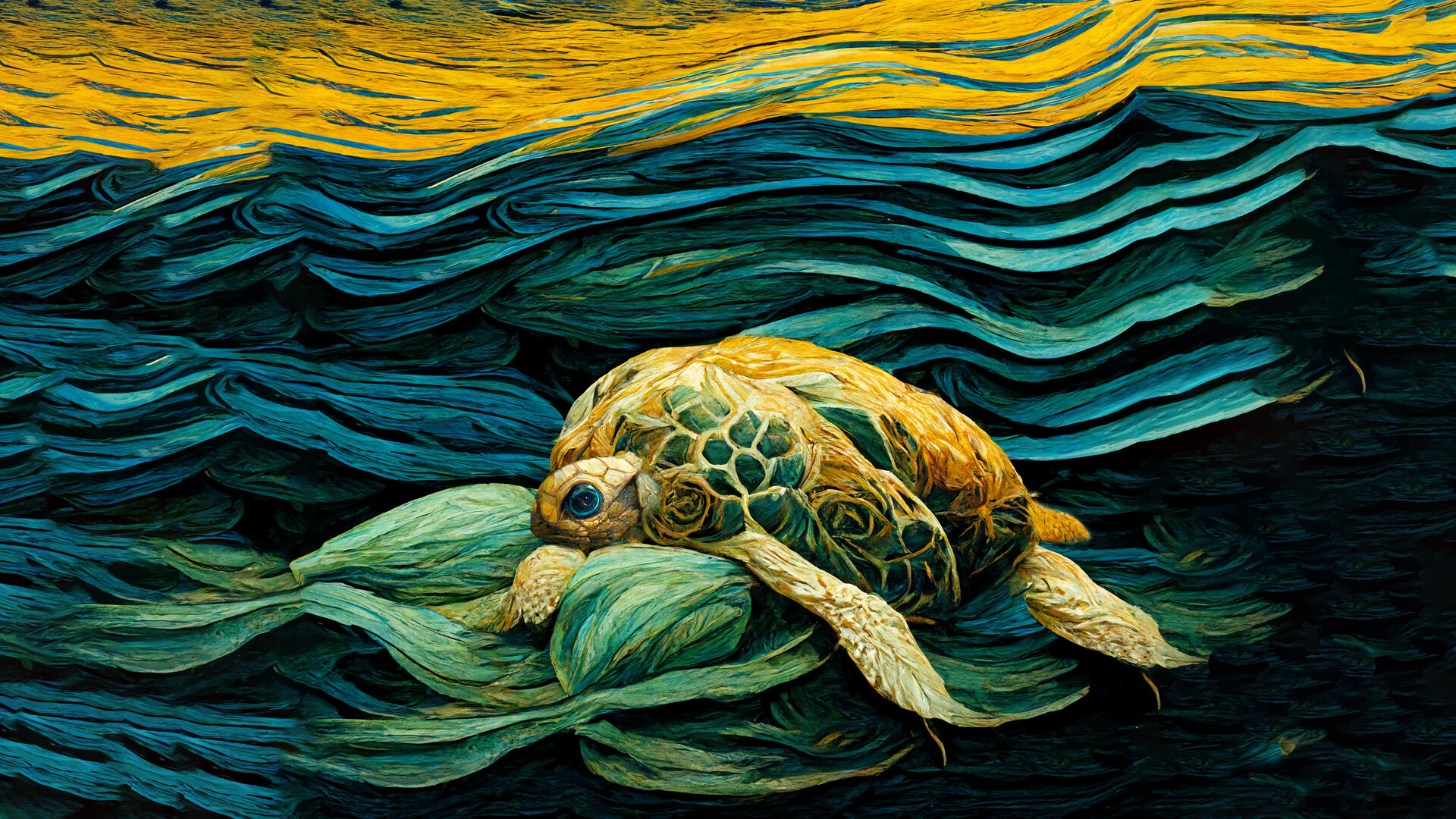 ArtStation - Turtle in the style of Van Gogh