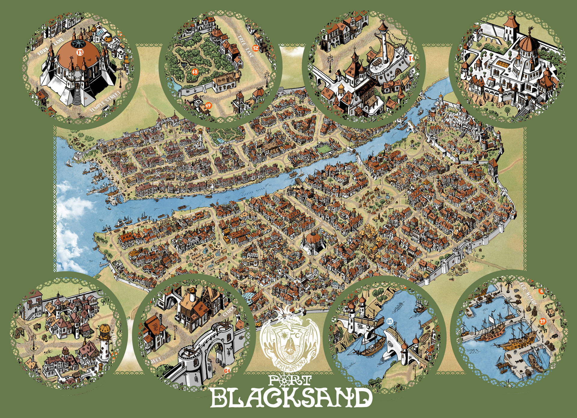 Fantasy Port City Map