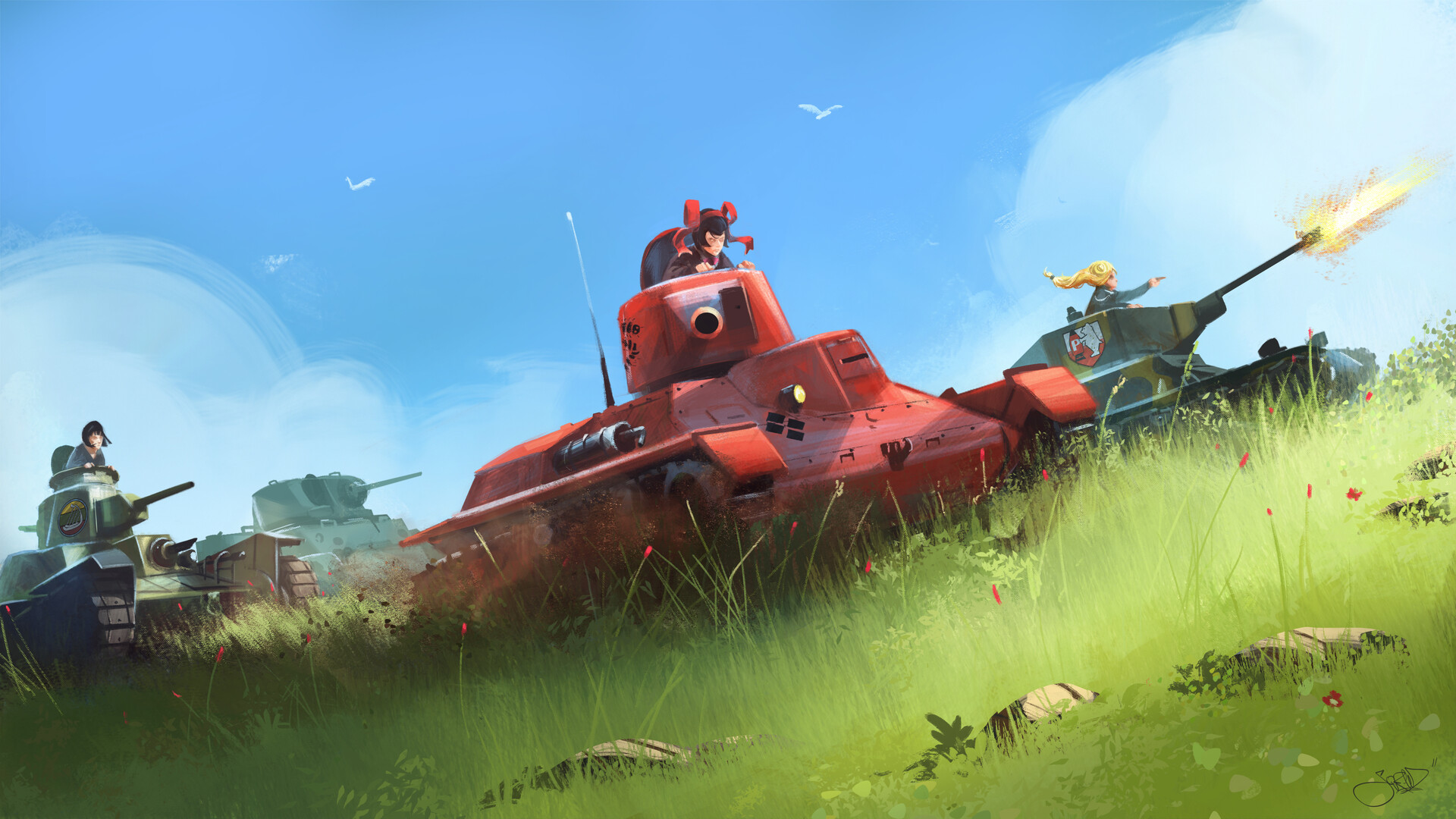 ArtStation - Girl and panzer fan art