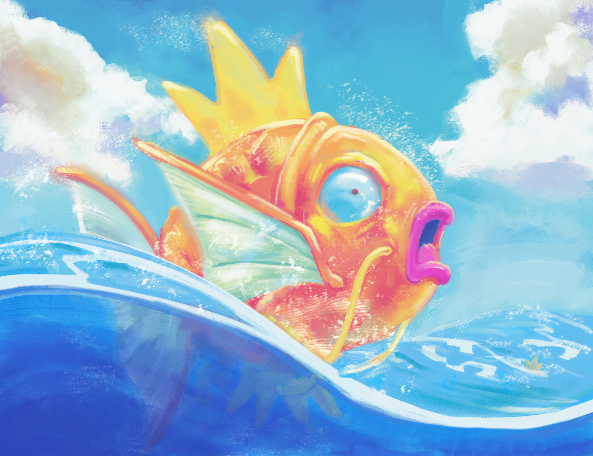 D. Stokes - Magikarp Breaching Digital Painting Sketch