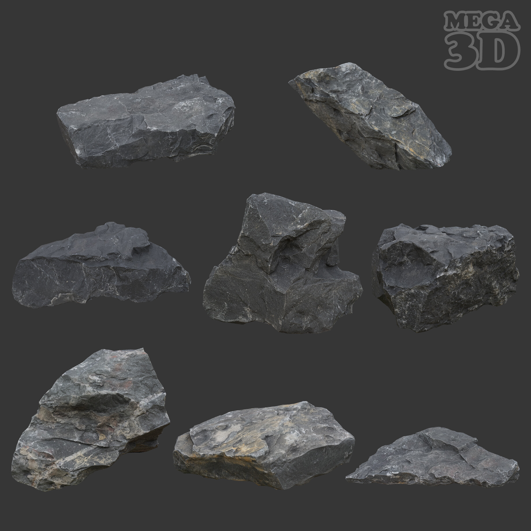 ArtStation - Gray Sharp Rock 220817 Photogrammetry - Ultra HD 16K Textures