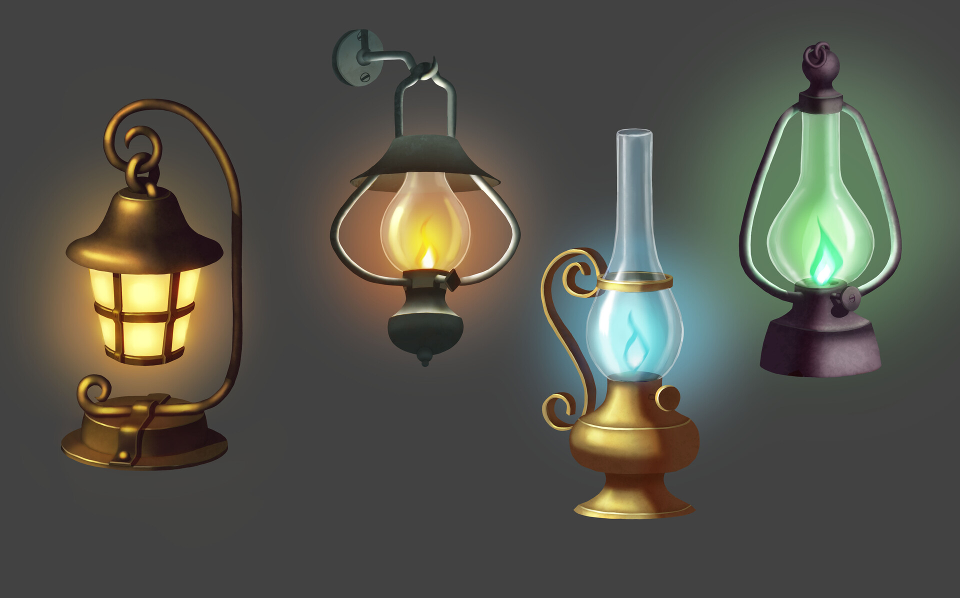 ArtStation - Oil lamps