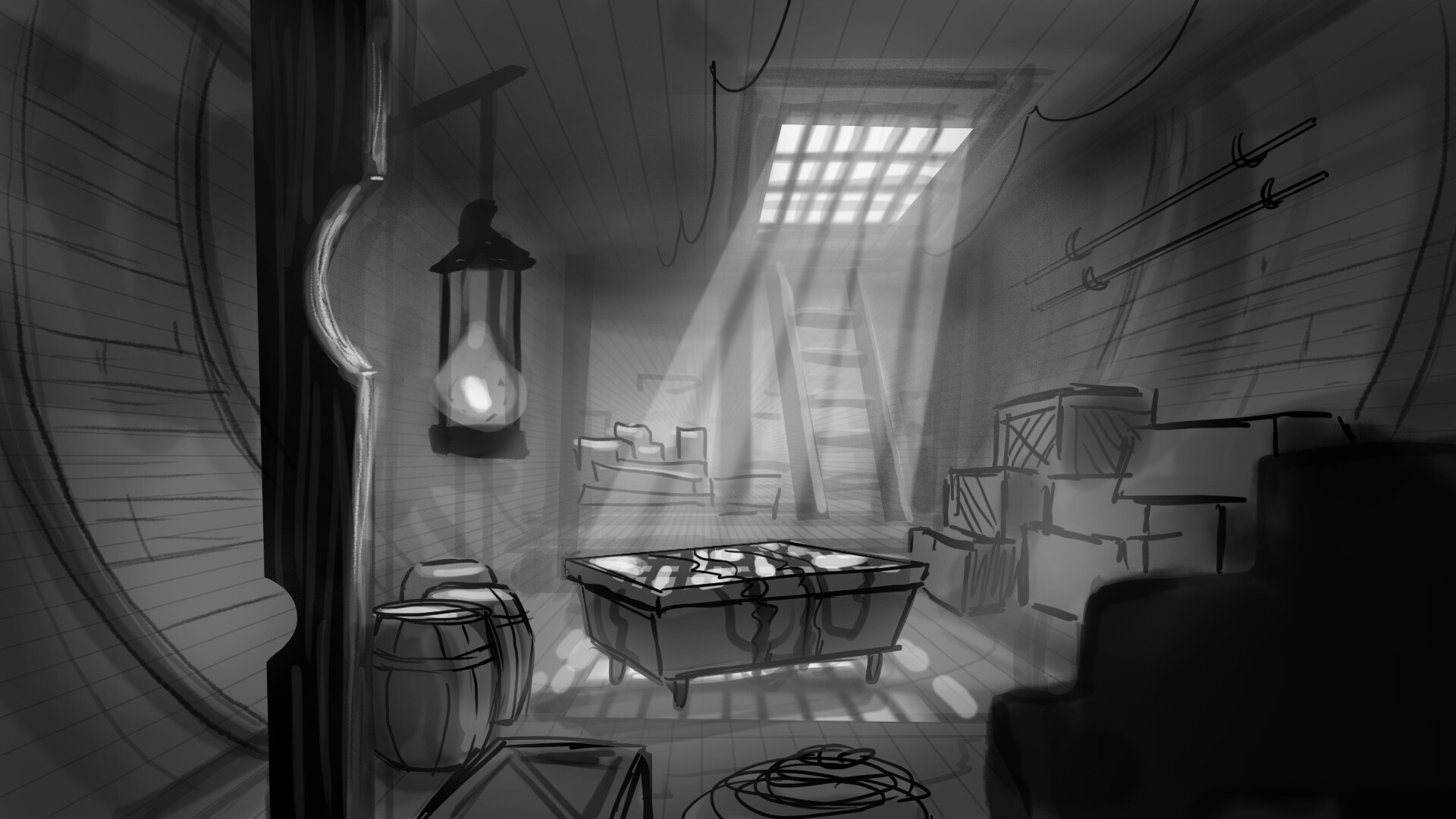 ArtStation - Interior ship sketch