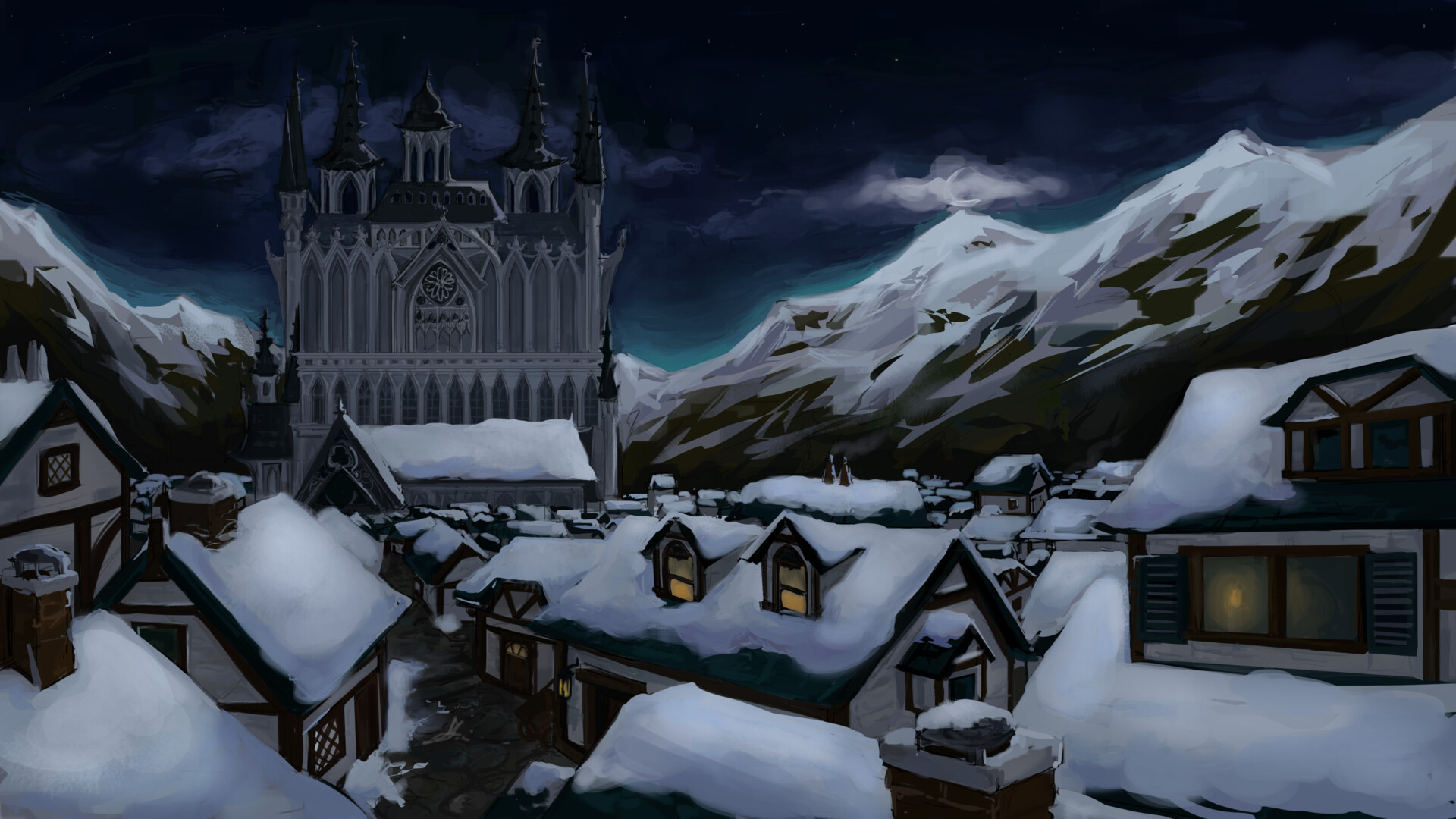 ArtStation - Snowy Gothic Village