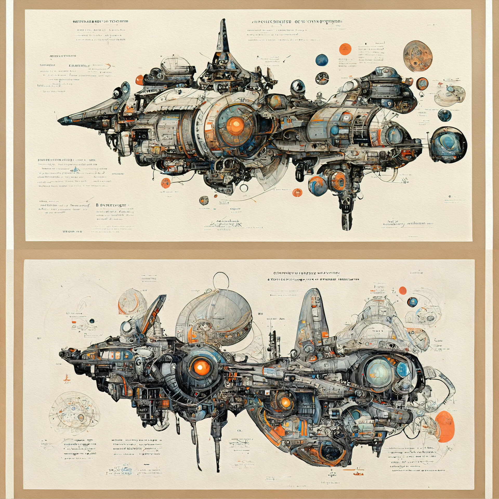 ArtStation - Blueprint of spaceship engineering