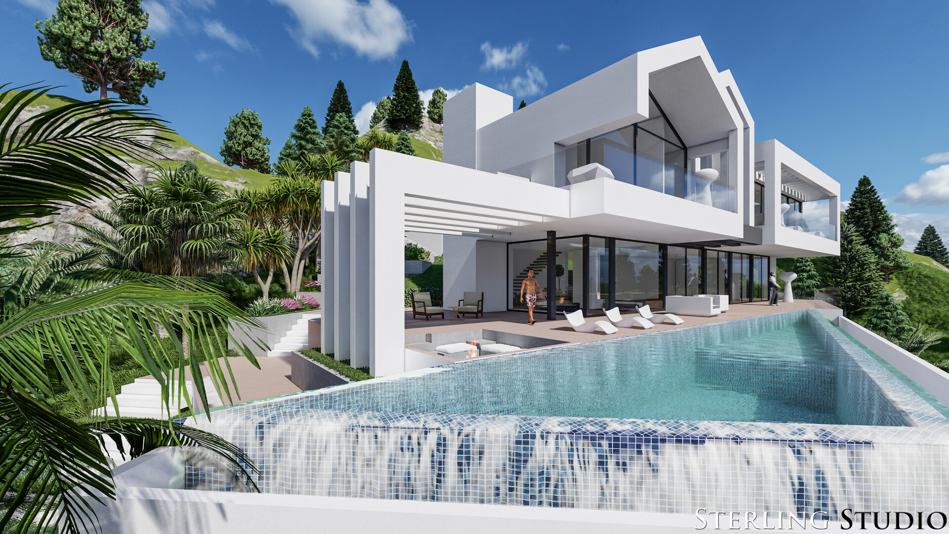 ArtStation - 3d Villa Swimming Pool View