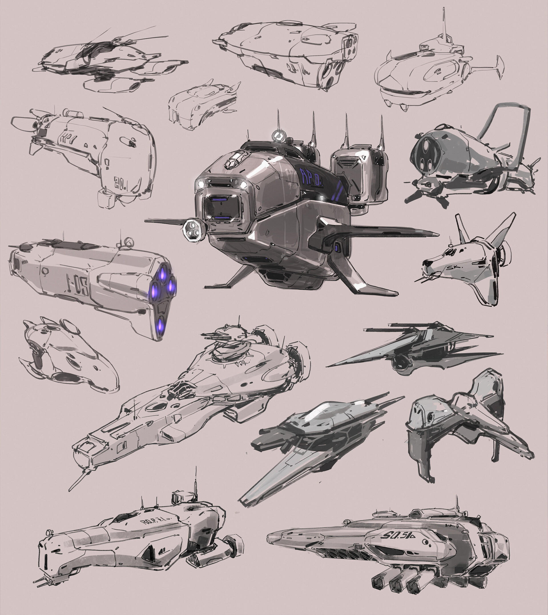 ArtStation - concept sketch spaceships