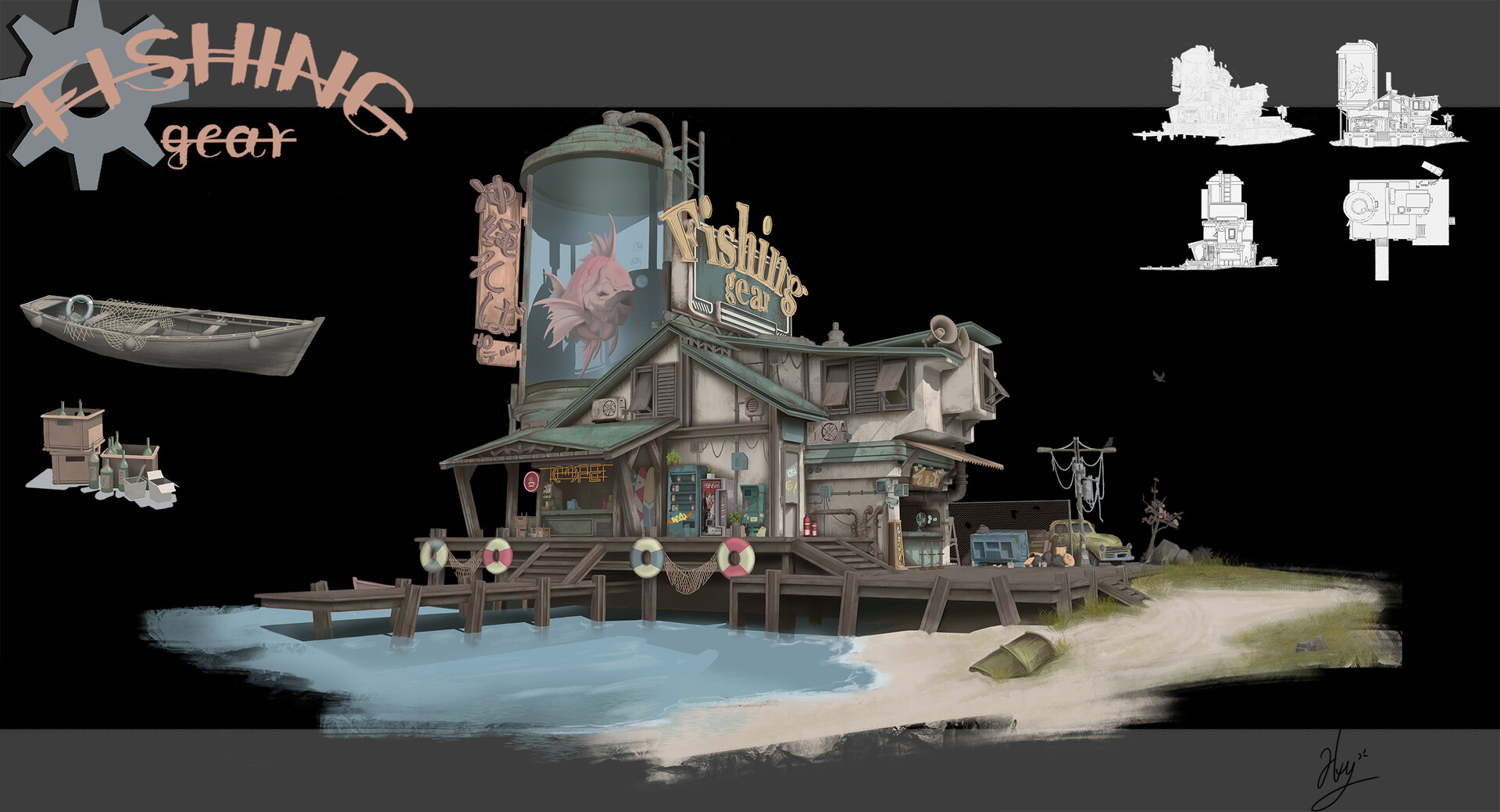 ArtStation - Fishing shop