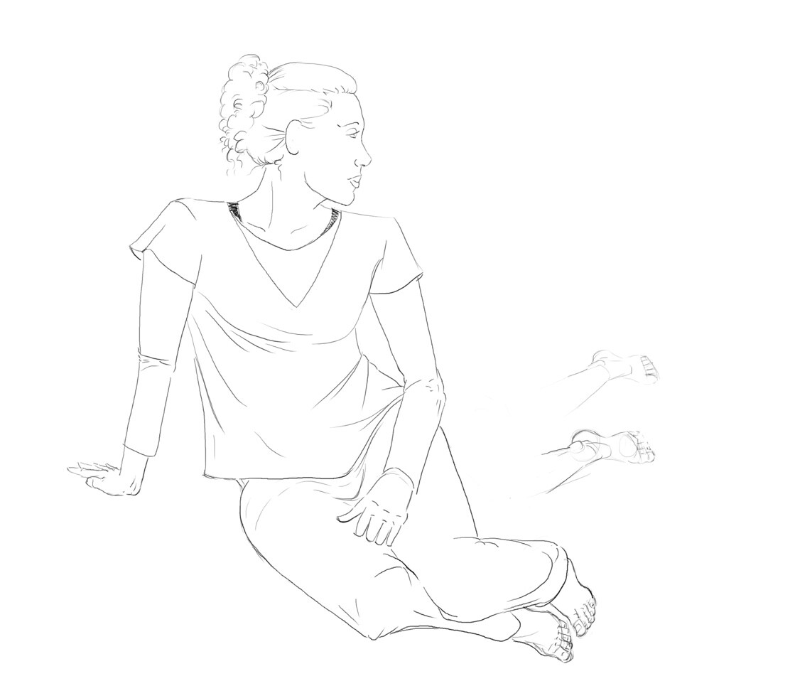 how to draw a person sitting on their knees