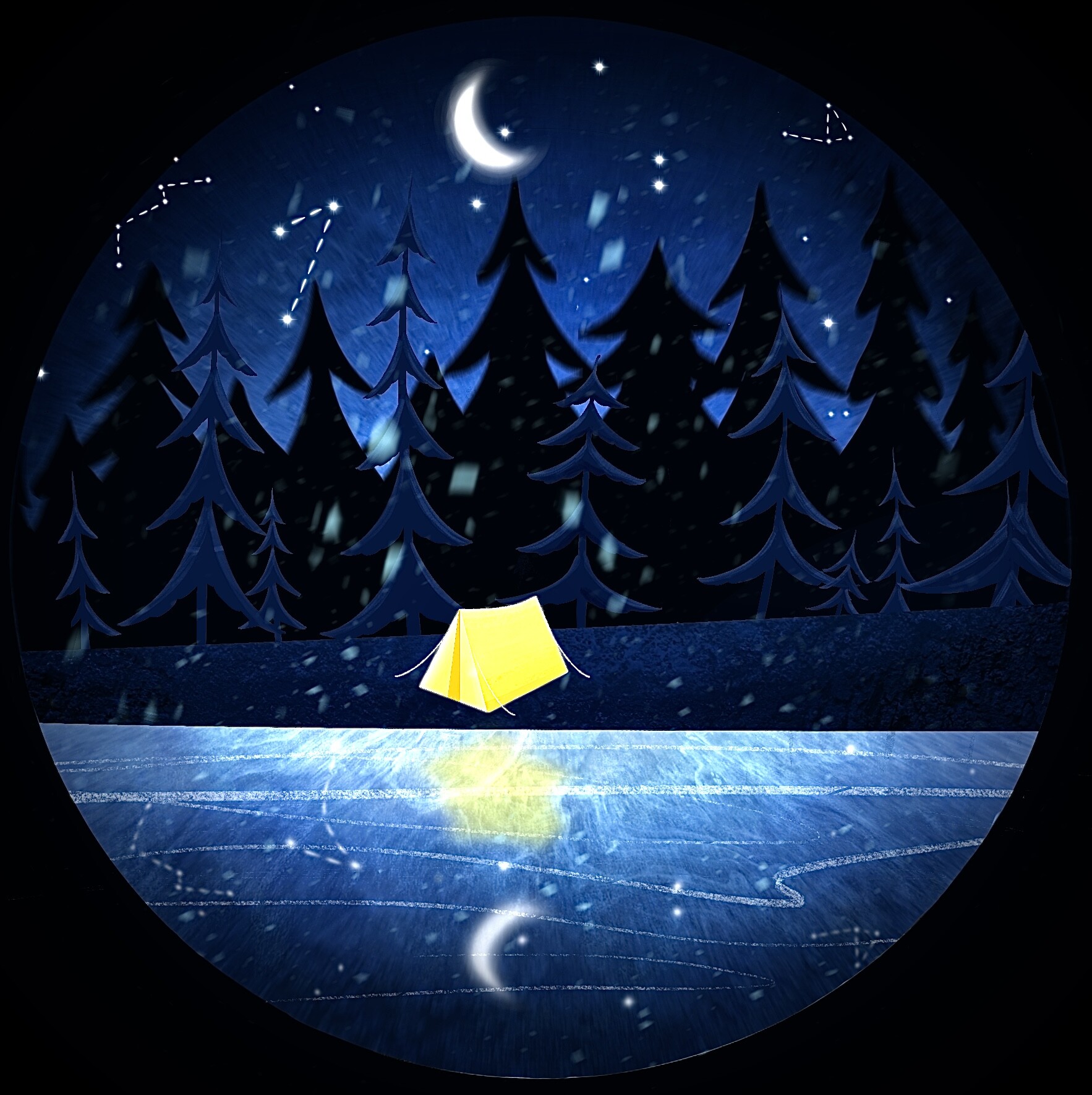 ArtStation - Landscape night forest