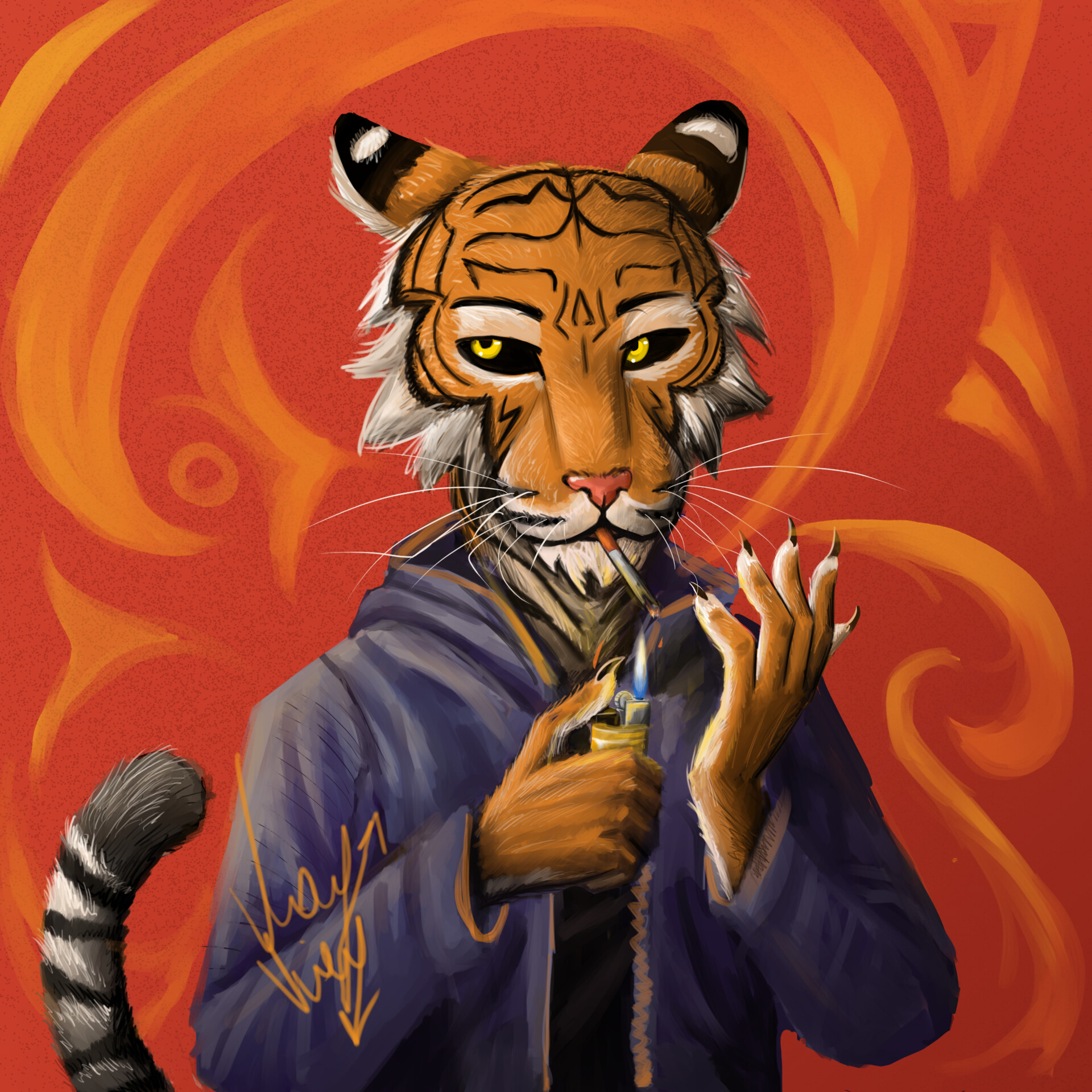 ArtStation - Tiger Smoking