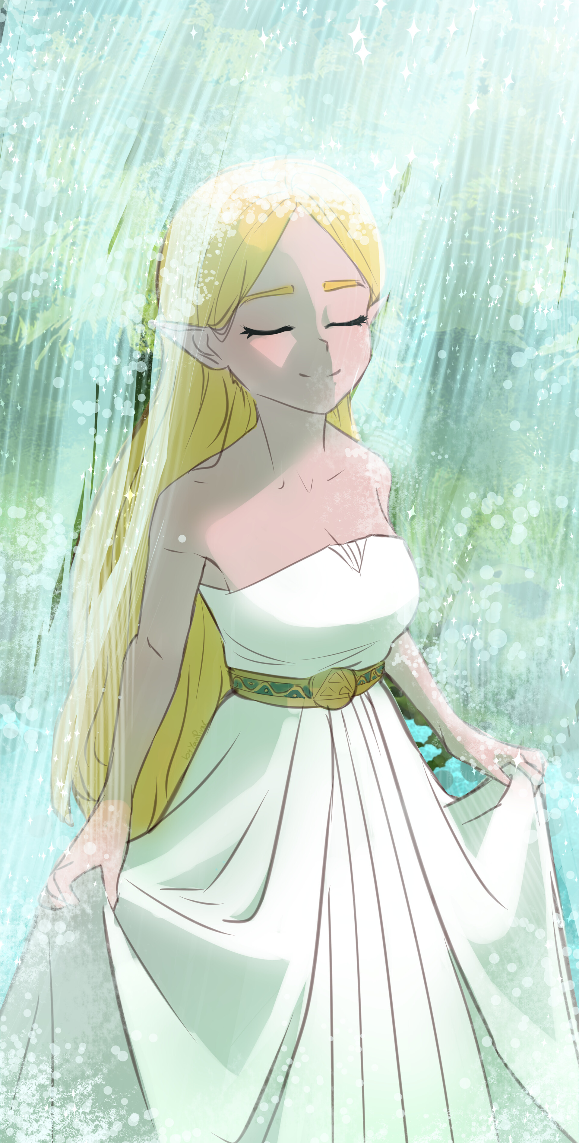 ArtStation - Princess Zelda under waterfall