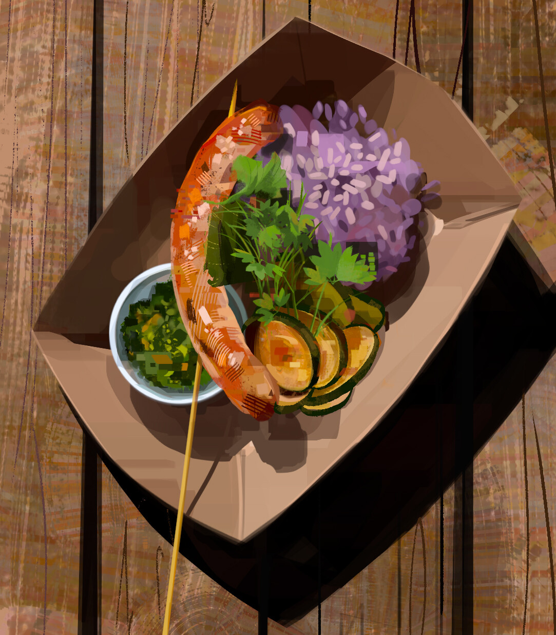 ArtStation - Hmong Sausage with Purple Sticky Rice