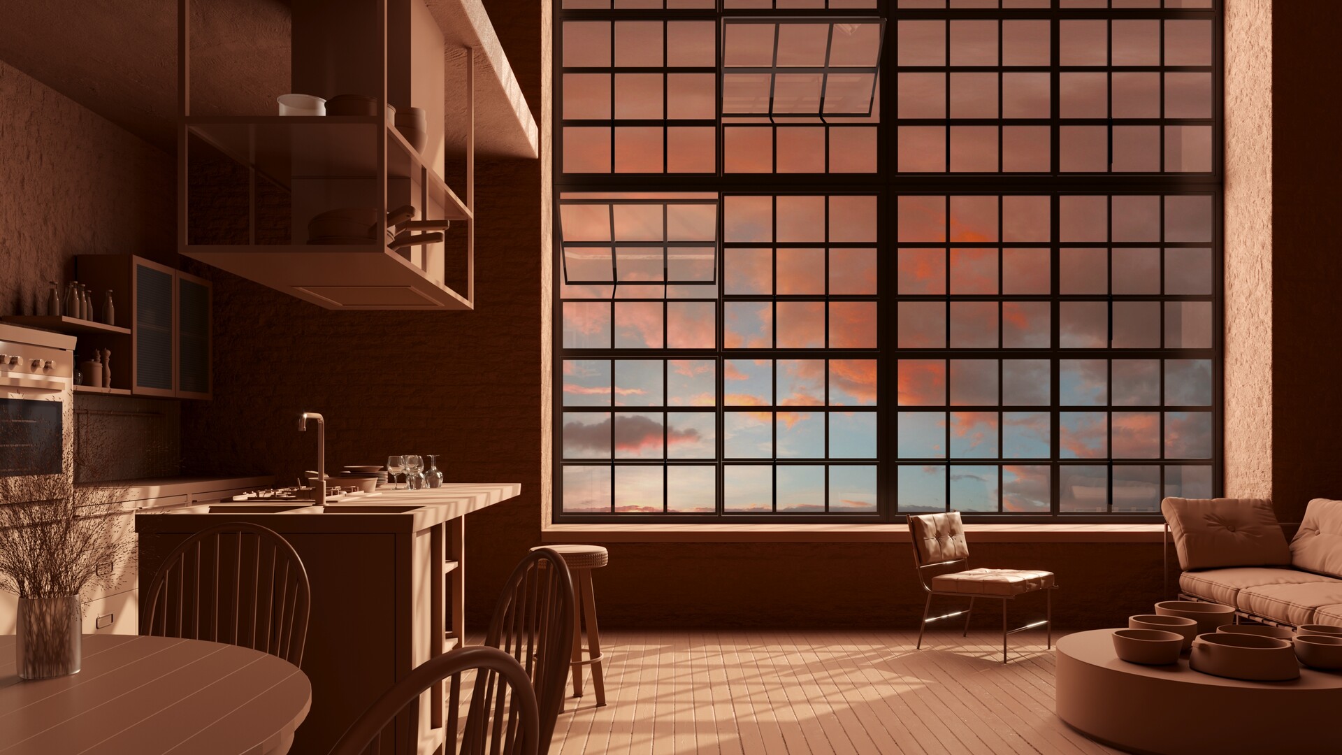 Ekaterina K. - Factory loft Lighting and Material studies