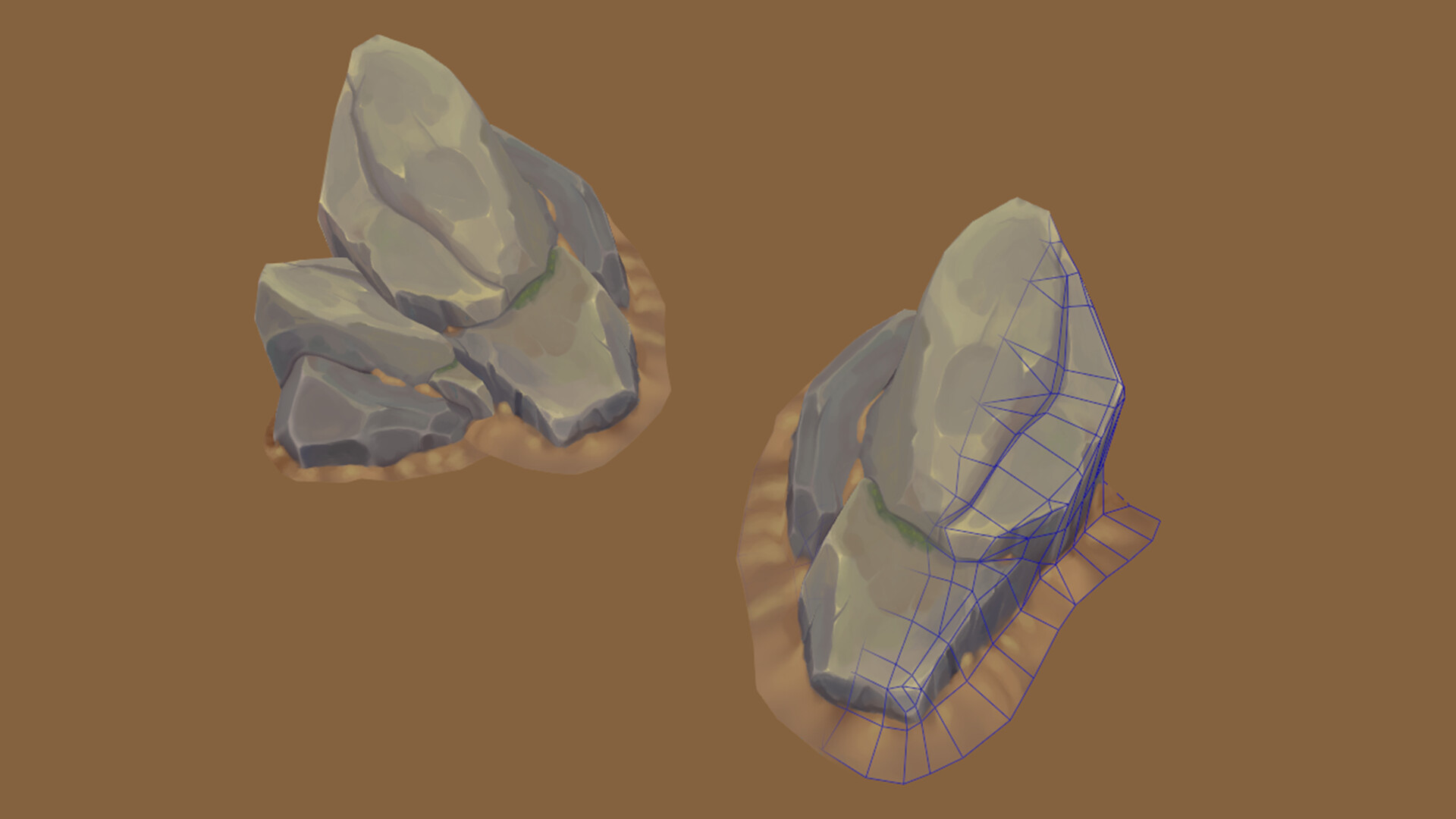 ArtStation - Stylized Hand painted Low poly Rocks