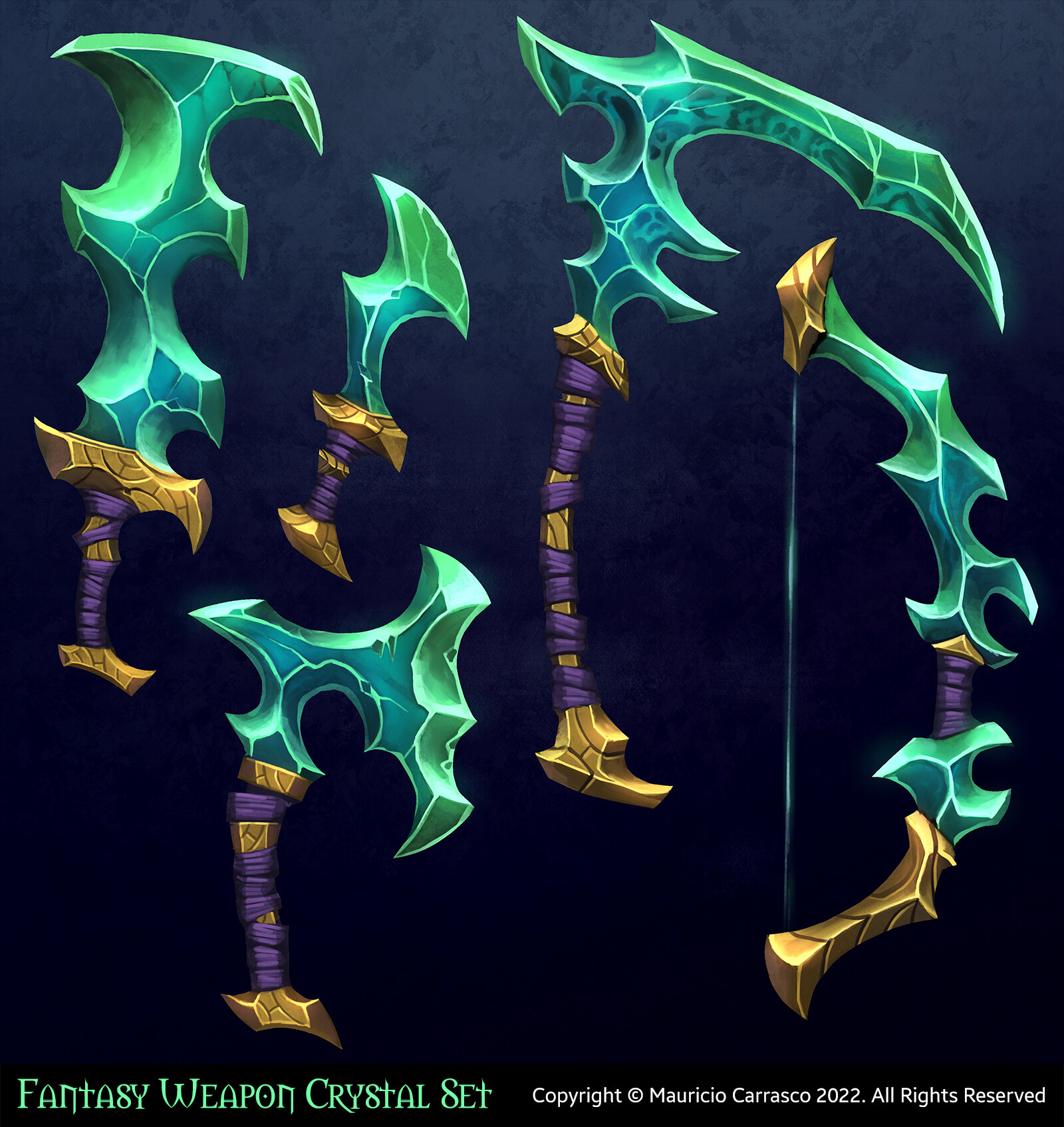 Mauricio Carrasco Artista Digital - Crystal Fantasy Weapons Concept Art
