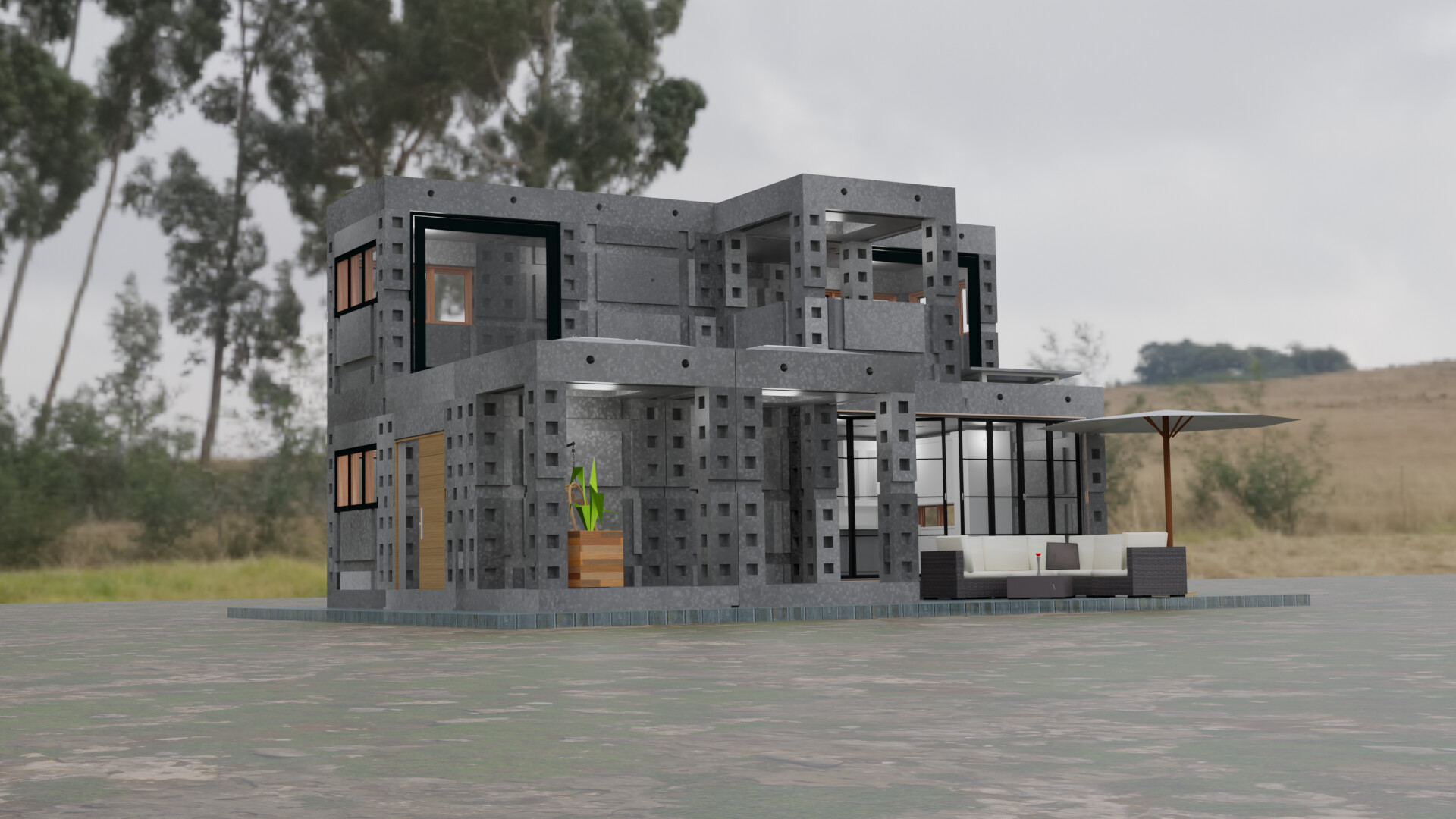 Jorge Vega - Self-sustaining Block House 2 levels