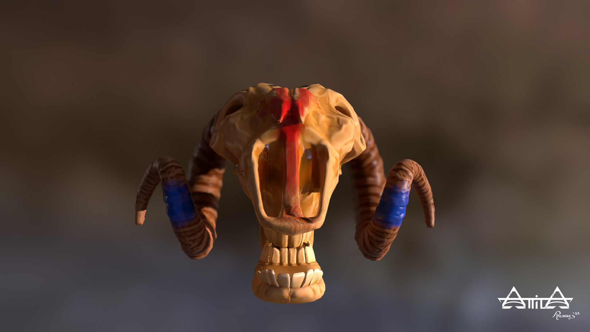 Pedro Ramírez (@attila_ramirez_art) - Goat stylized skull