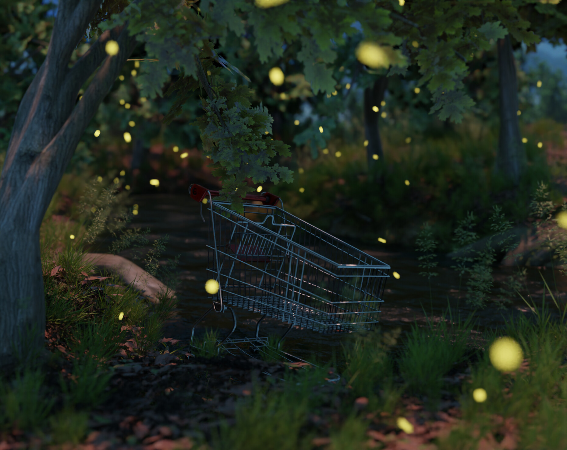 ArtStation - A shopping cart in the midst of fantasy forrest