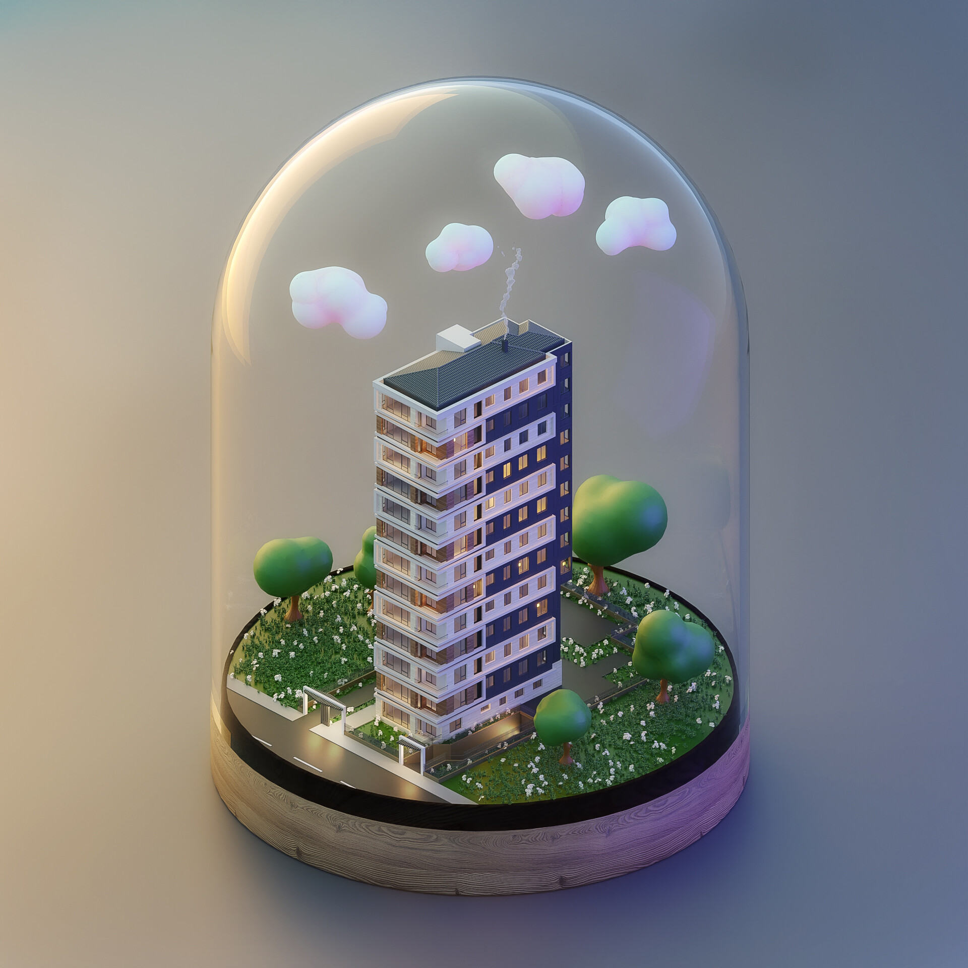 ArtStation - 001 - Building in Bell Glass- Blender - 2022