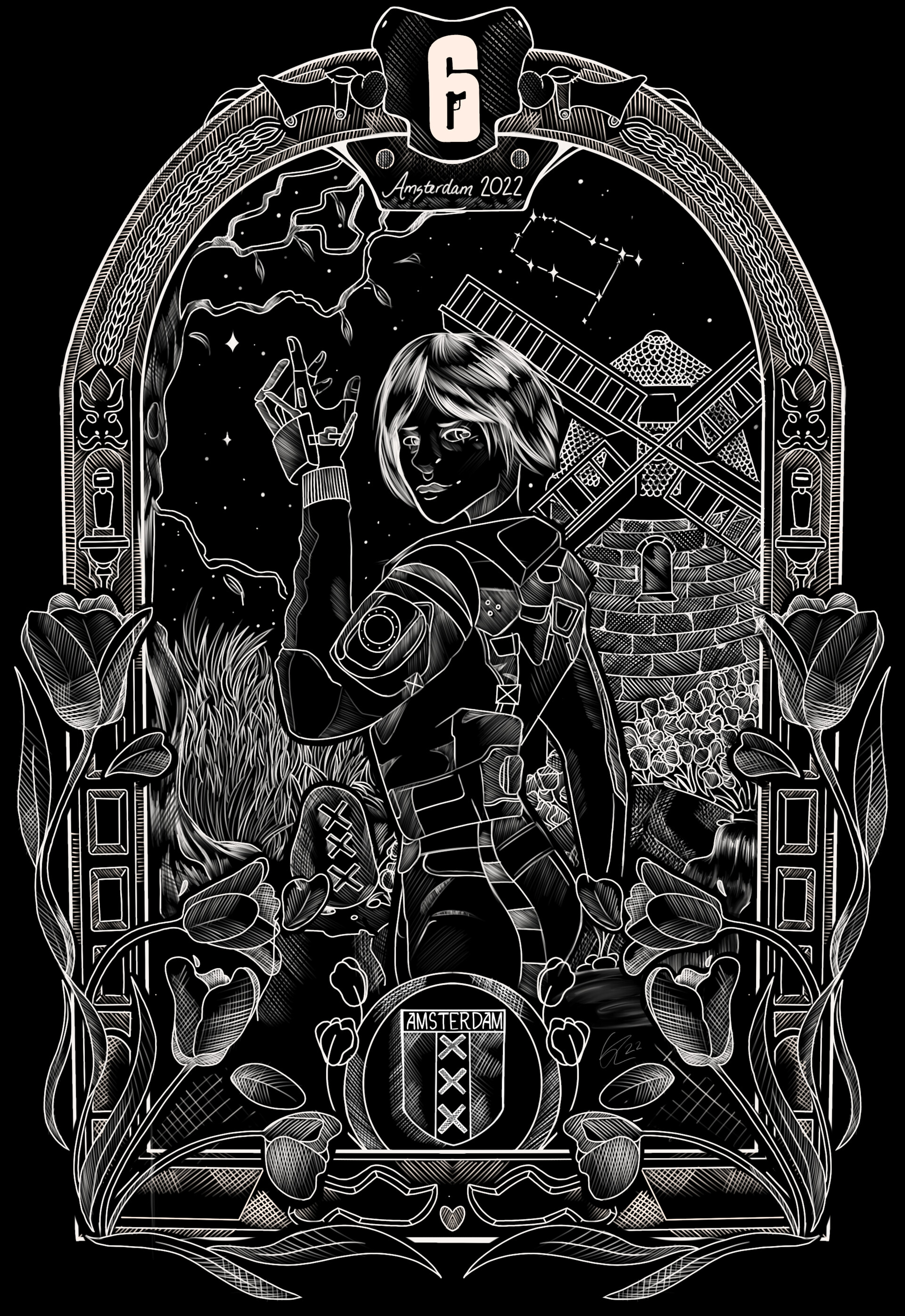 Ellie Chapman - Rainbow Six Siege: Benelux LAN - Iana T-Shirt Design