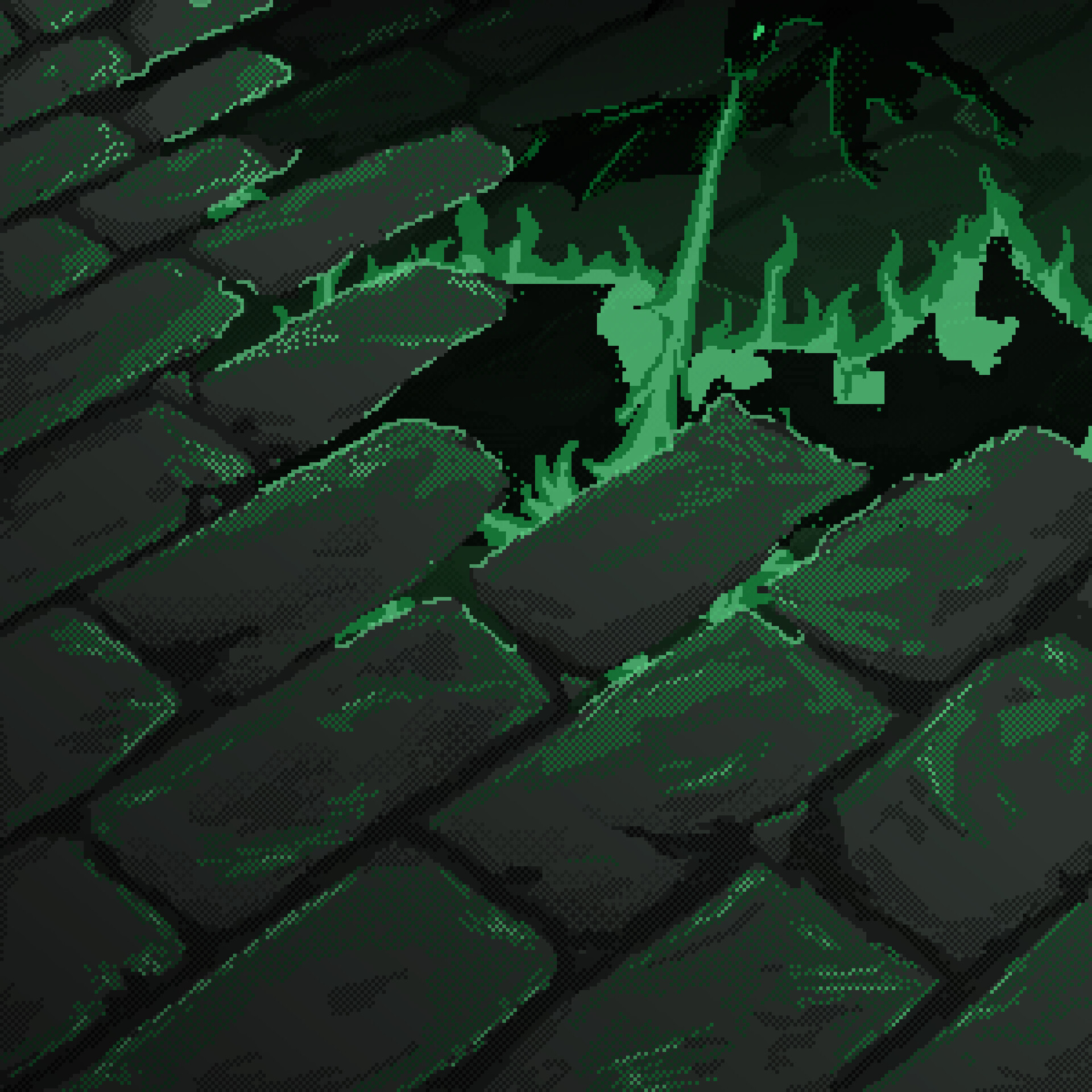 ArtStation - Black Dragon on a Damp Night - Pixel Art