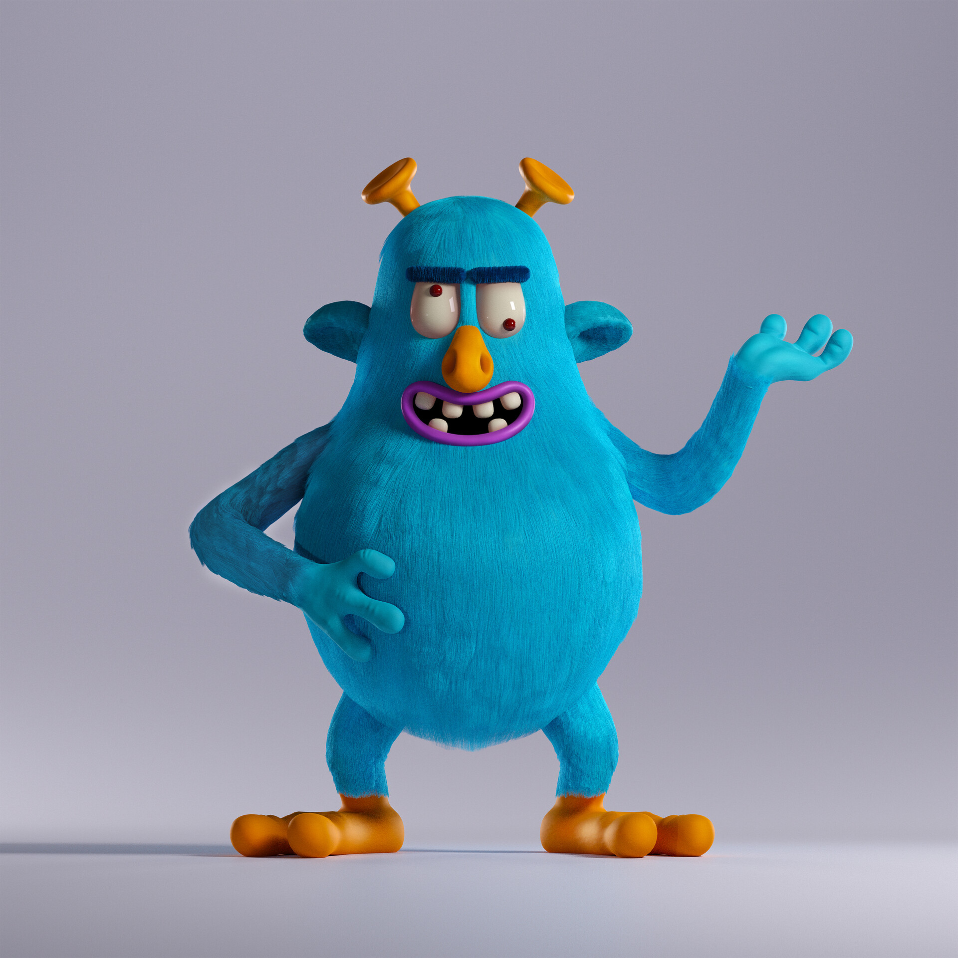 ArtStation - A little blue happy monster