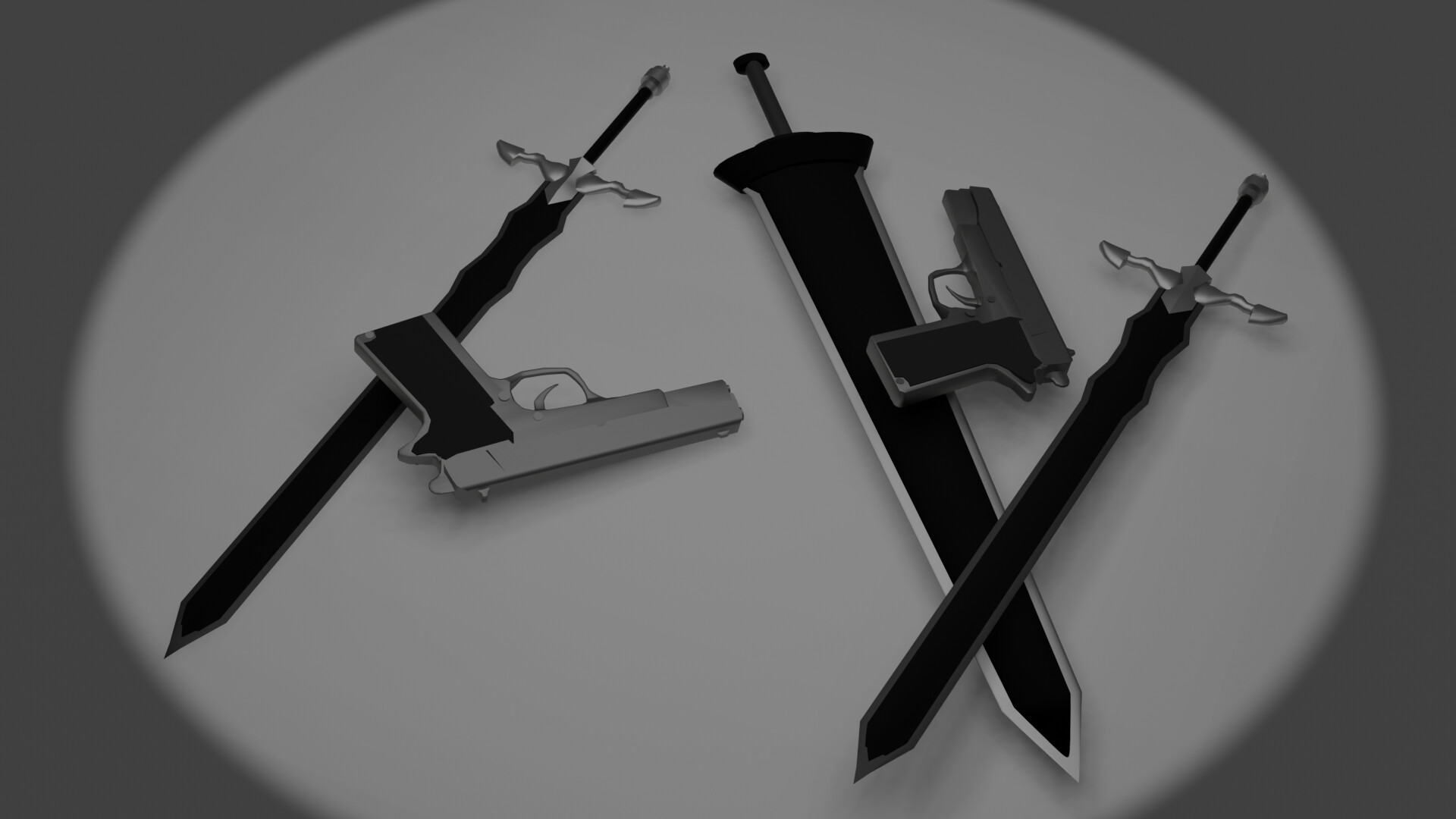 ArtStation - Sword and Gun model in blender