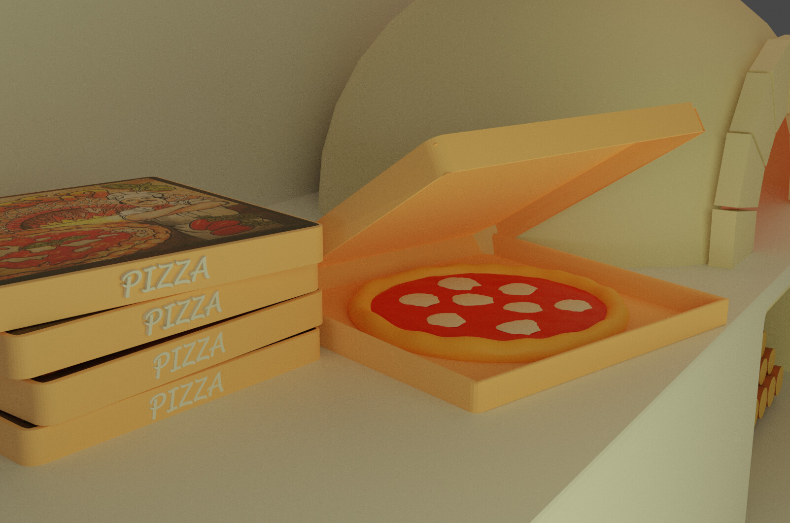 RenderForce_3D - Pizza place 🍕 - 3D Stylized artwork - Blender 3.1
