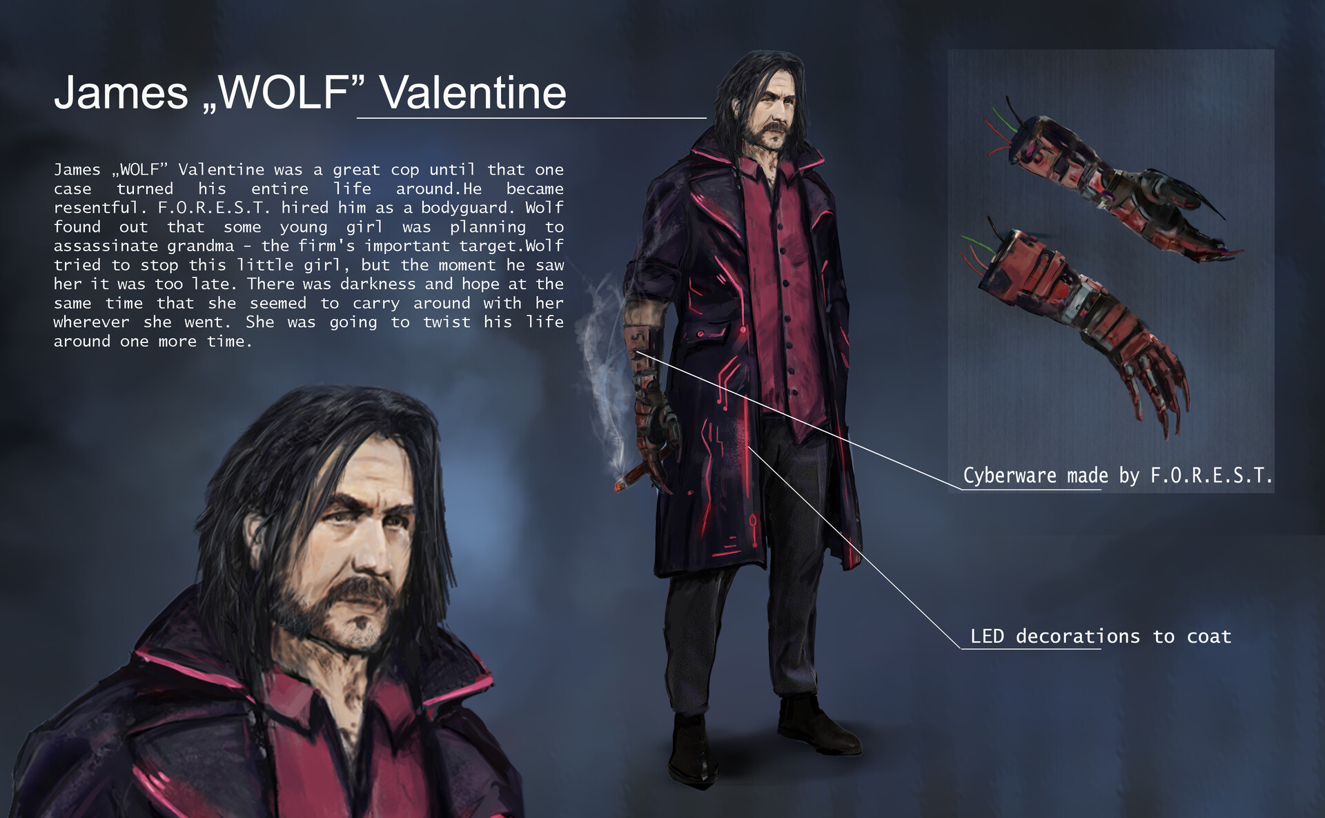 ArtStation - Wolf character cybernoir concept art