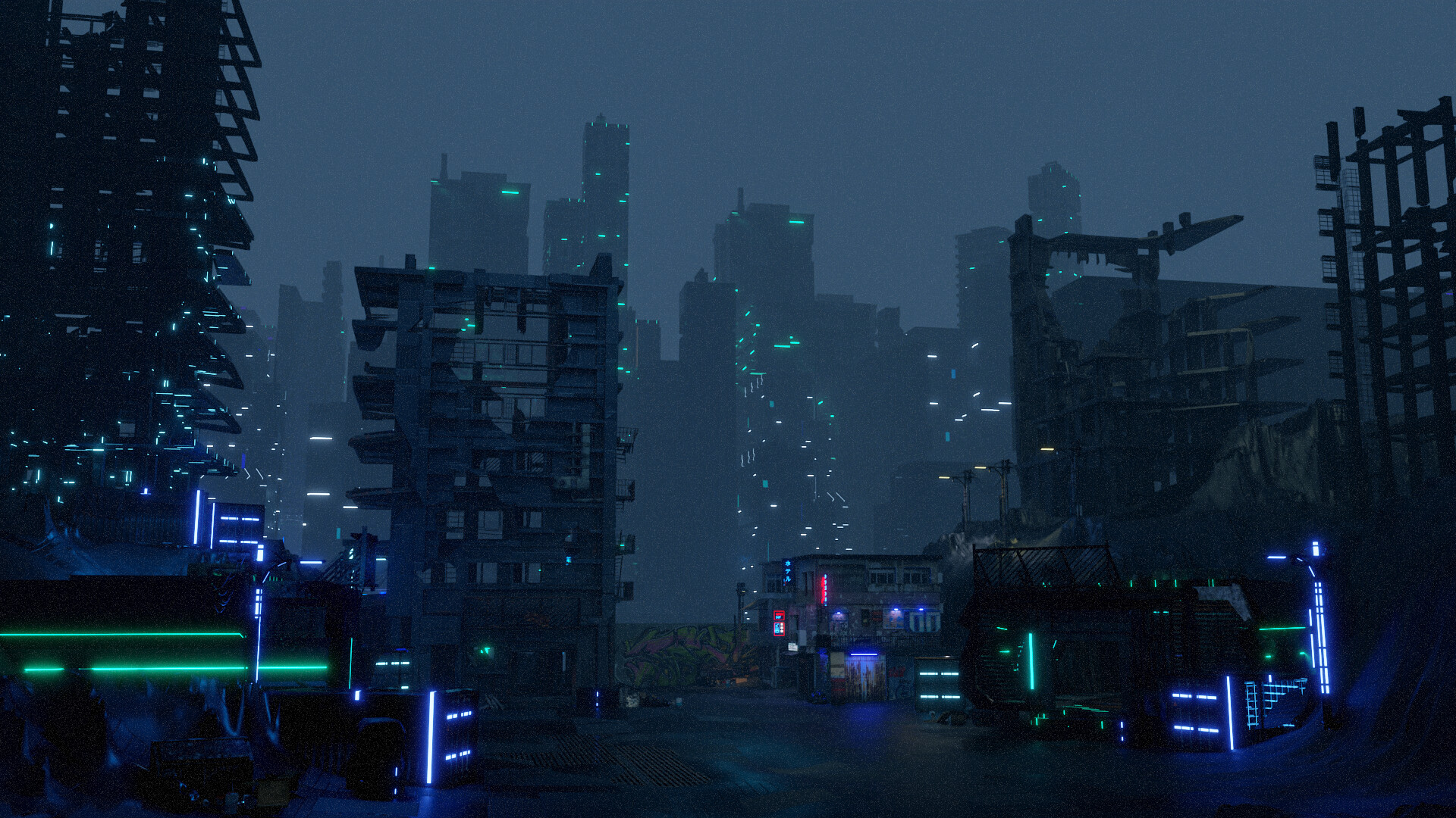 ArtStation - Abandoned Cyberpunk City