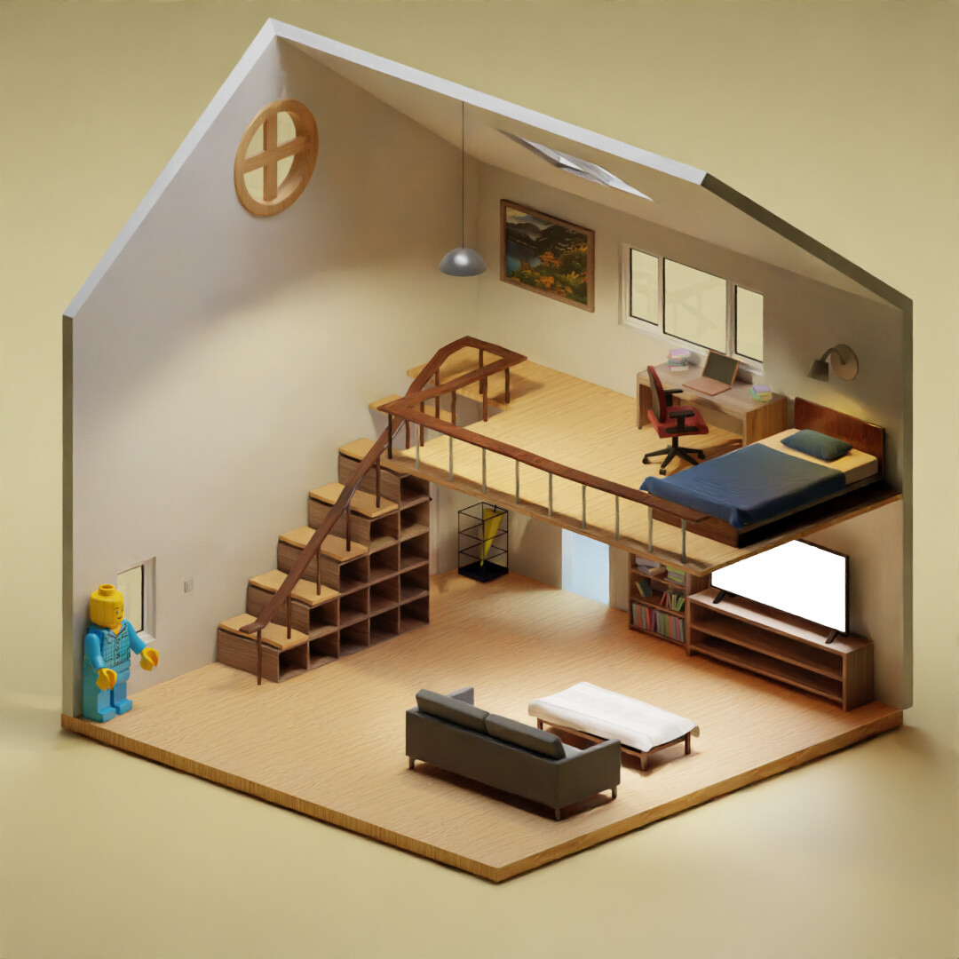 ArtStation - Isometric 3D House interior