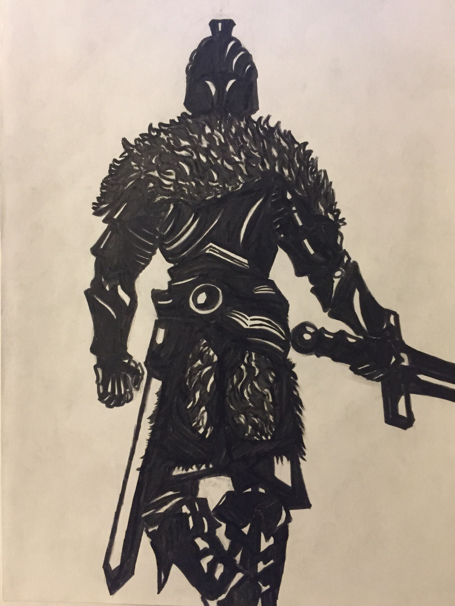 ArtStation - faraam knight black and white ink only fan art