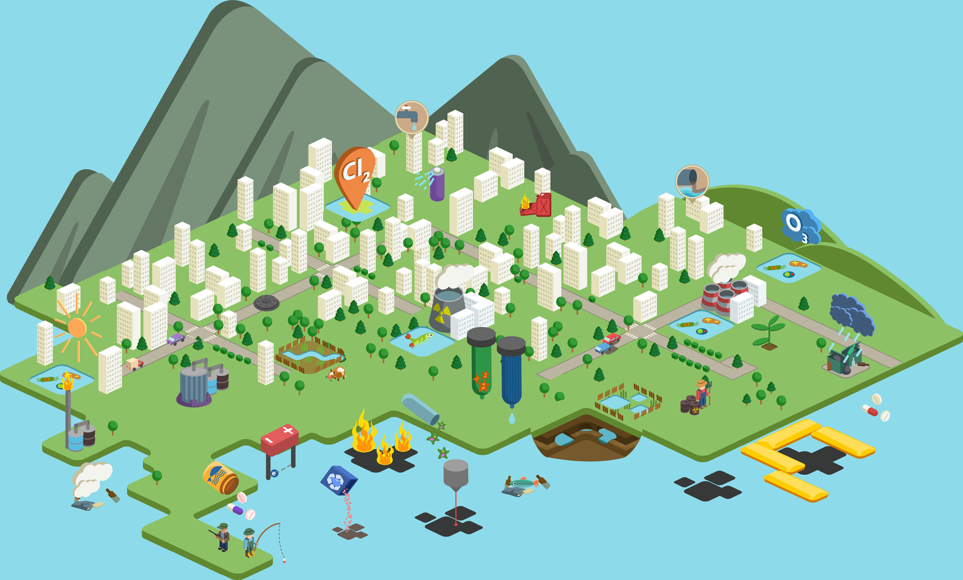 ArtStation - flat map for ecology app